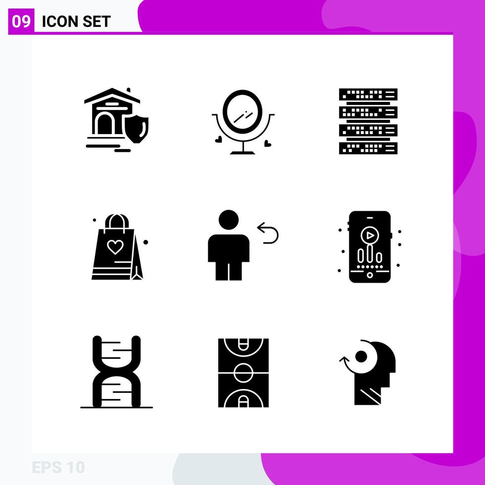 Solid Icon set Pack of 9 Glyph Icons isolated on White Background for ...