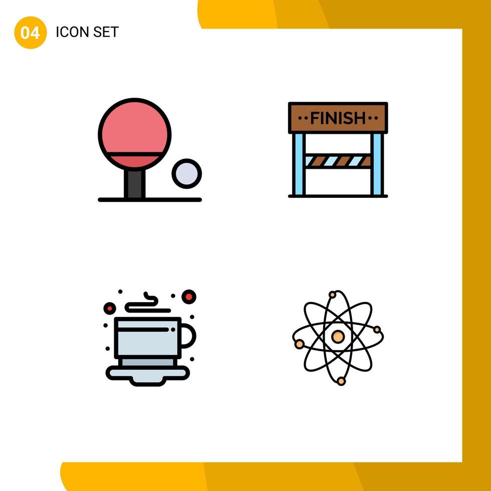 4 User Interface Filledline Flat Color Pack Of Modern Signs And Symbols Of Outline Hot Line