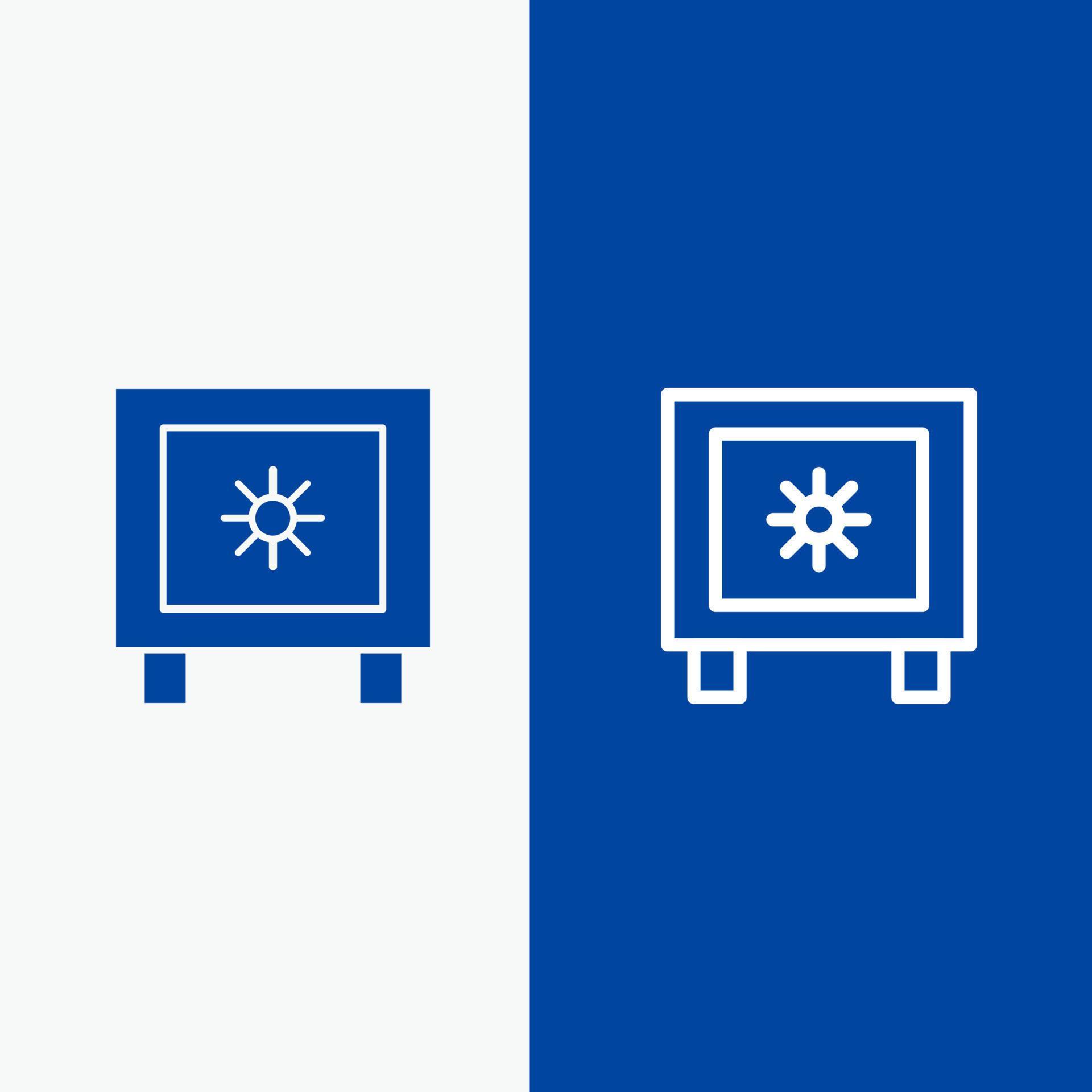 Locker Lock Global Logistic Line and Glyph Solid icon Blue banner Line ...