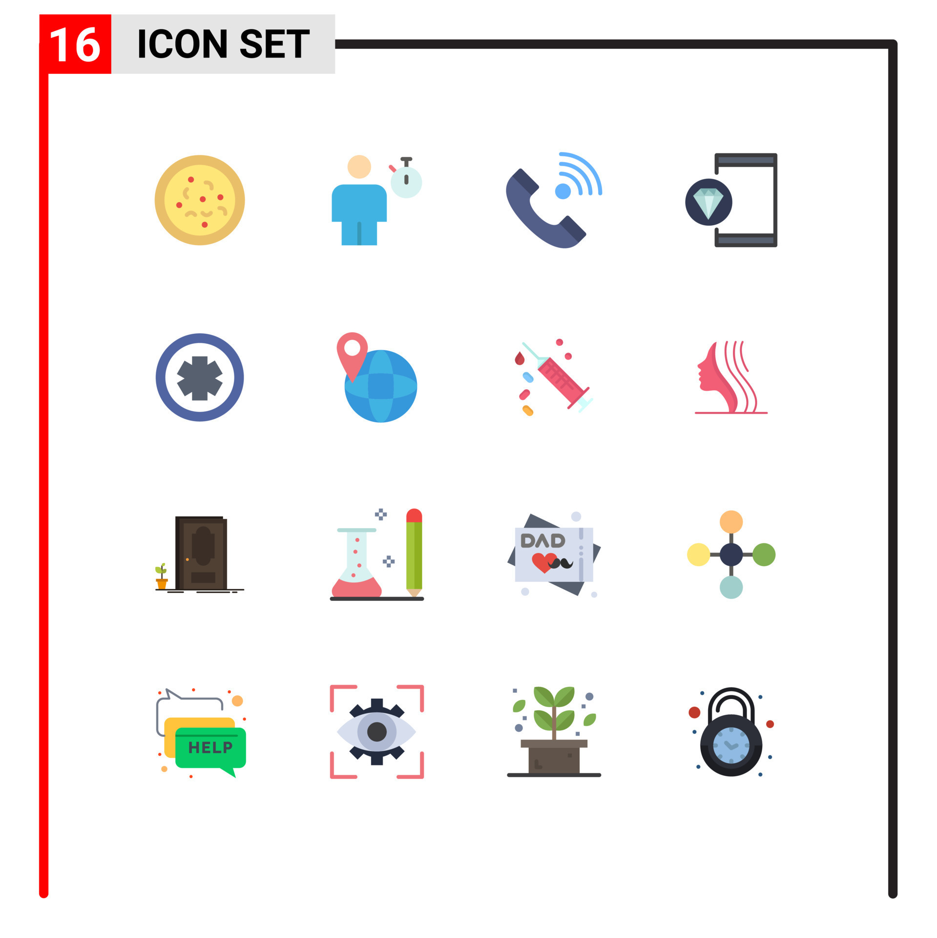 Pictogram Set Of 16 Simple Flat Colors Of Programming Develop Call Coding Outgoing Editable Pack
