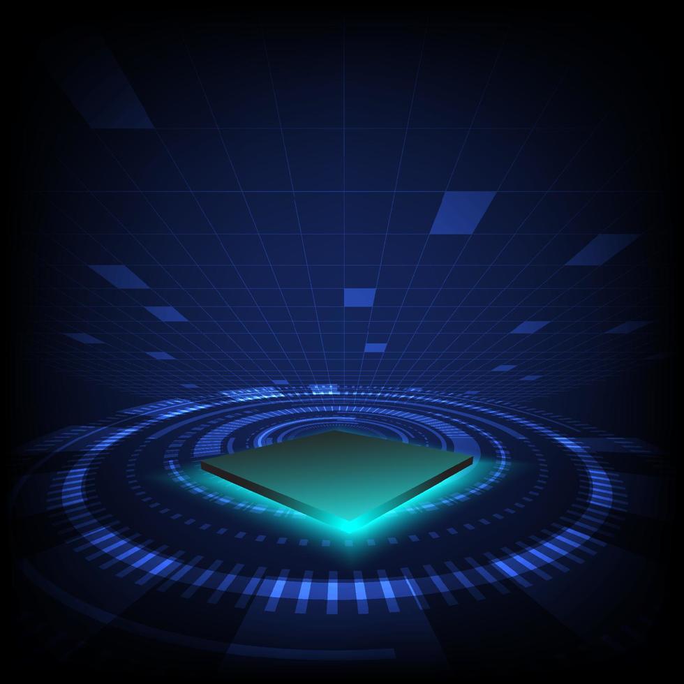 Abstract Microchip Processor On Circuit Board Perspective Technology