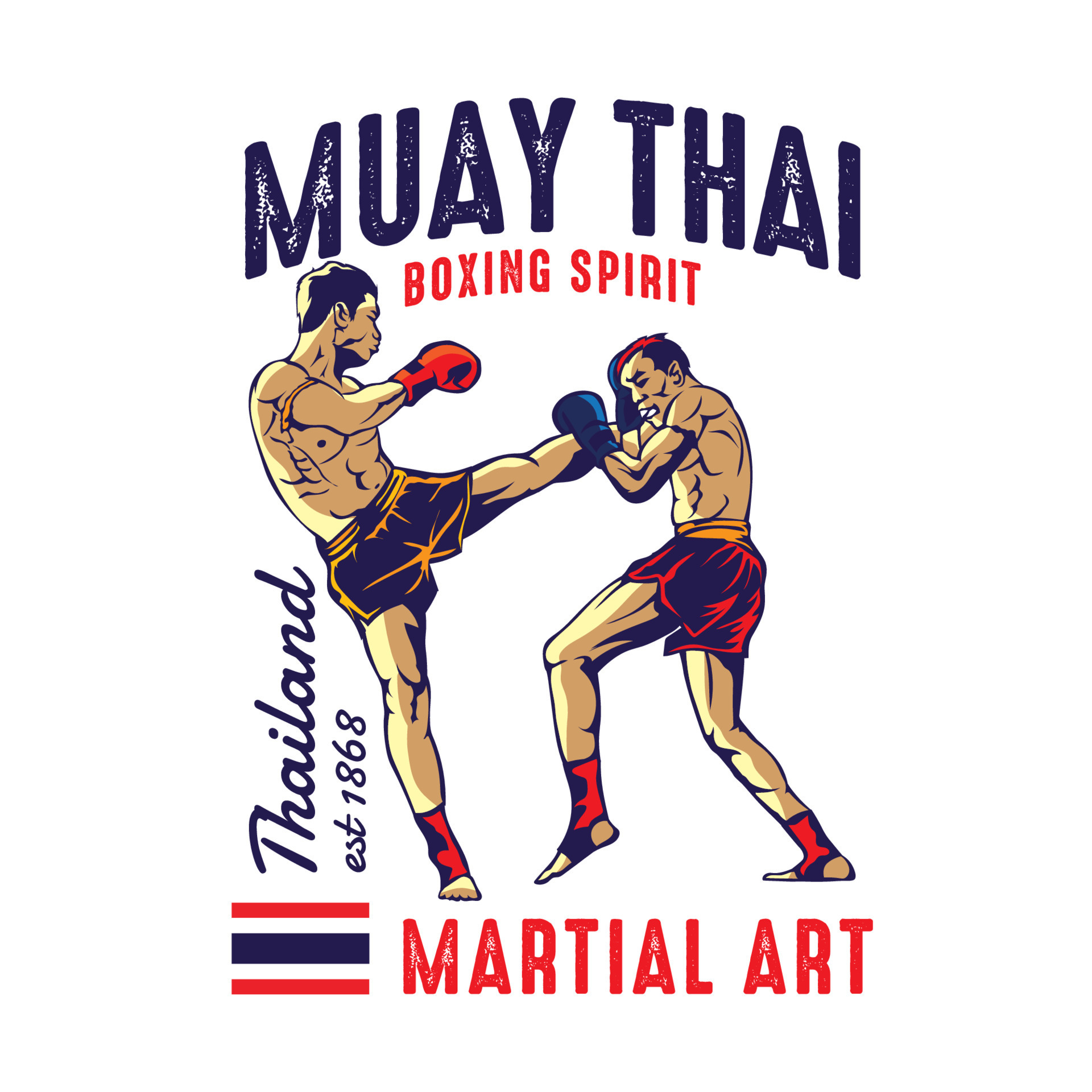 Muay Thai Boxing Martial Art Vector Illustration Perfect For T Shirt Design And Martial Art