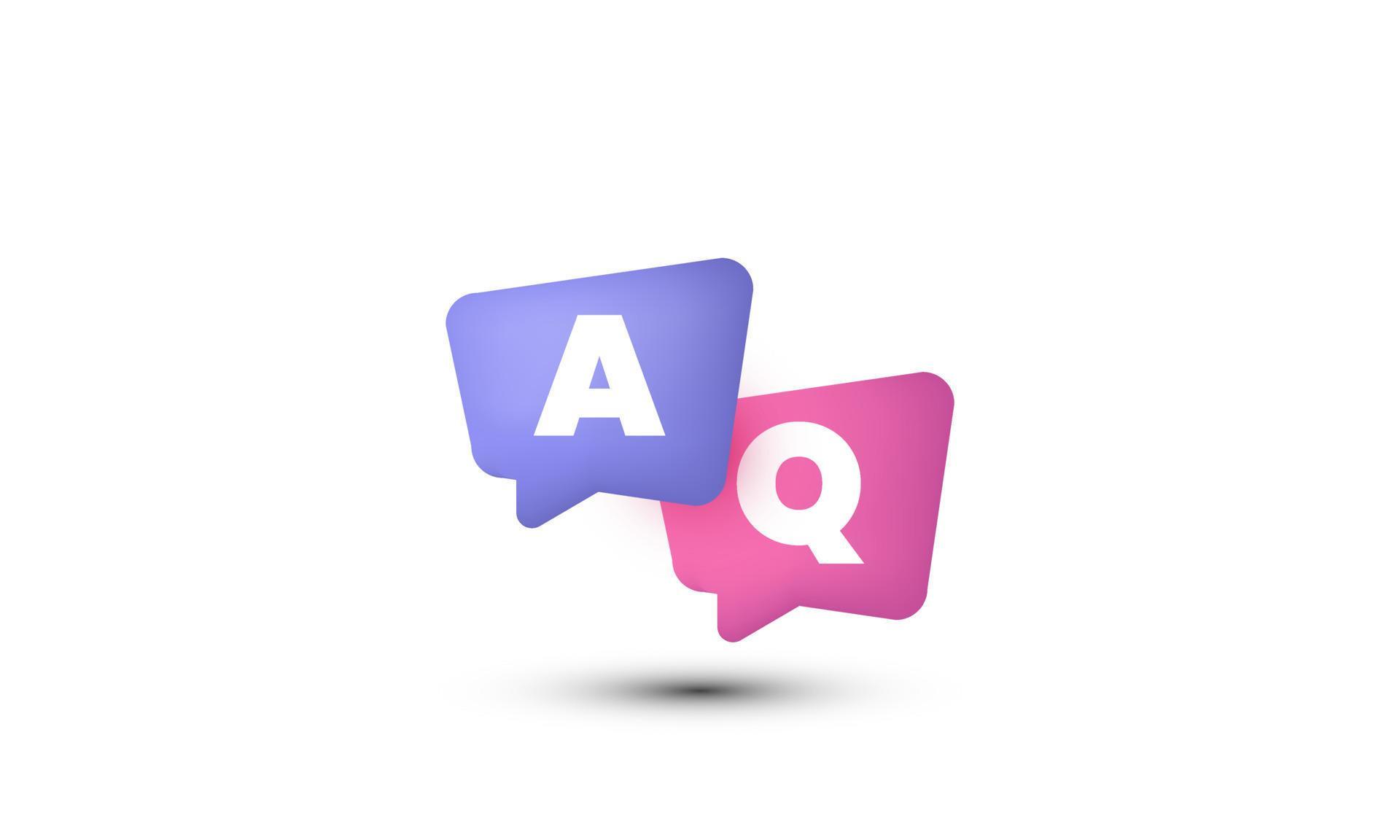 illustration icon vector realistic 3d modern speech bubble q letters questions answers isolated ...