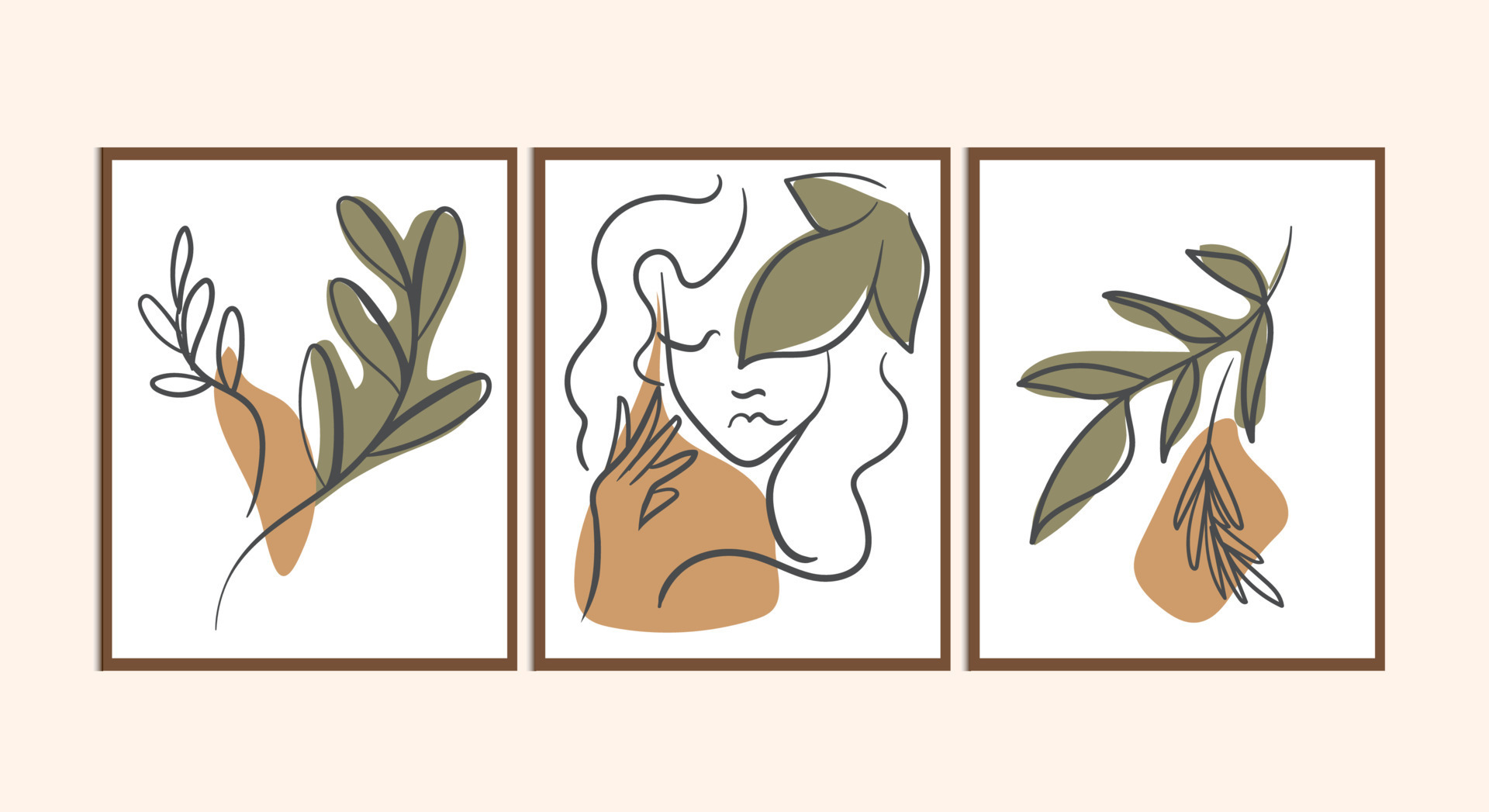 Botanical And Gold Abstract Wall Arts Vector Collection Abstract Plant Art Design For Wall