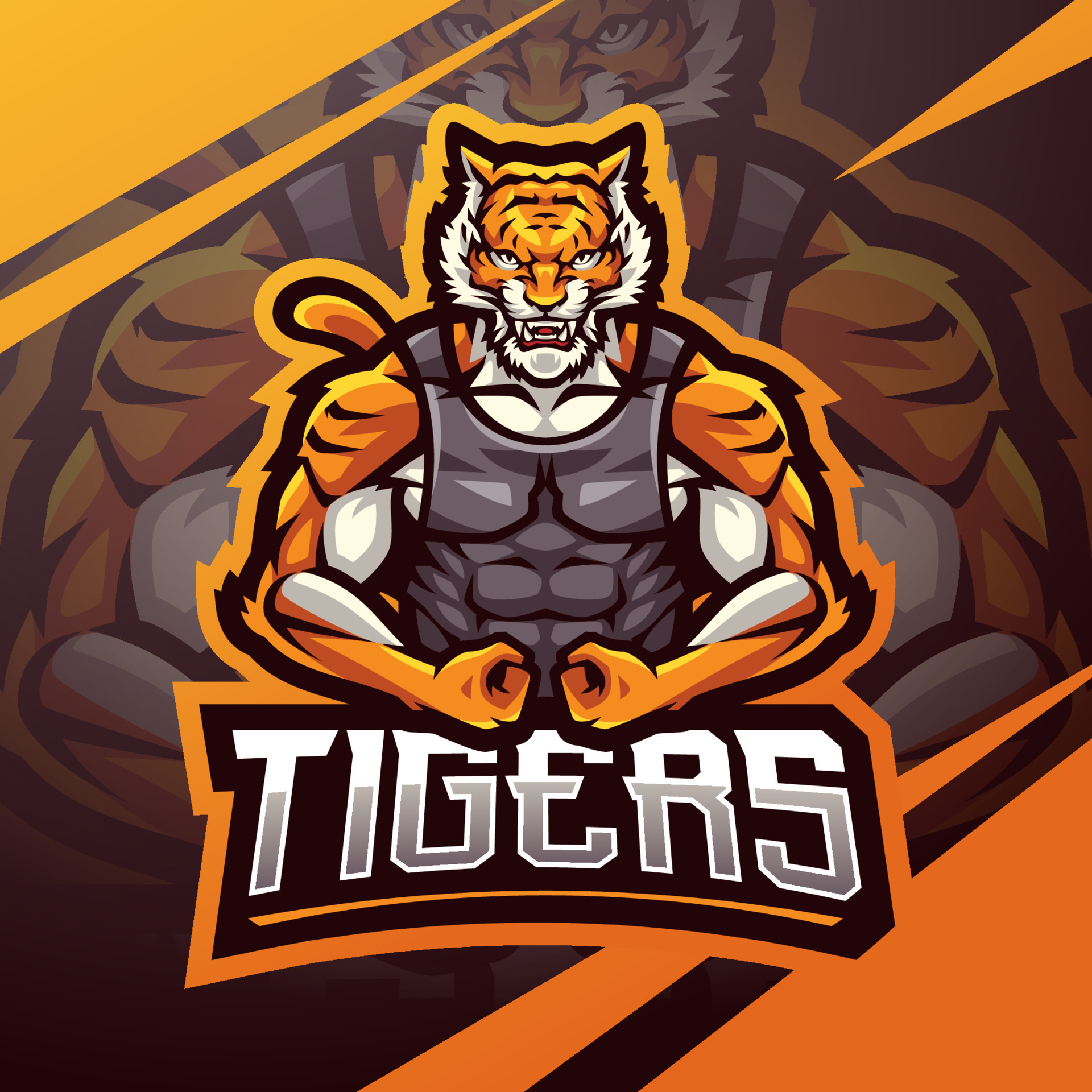 Tigers esport mascot logo design 15644196 Vector Art at Vecteezy