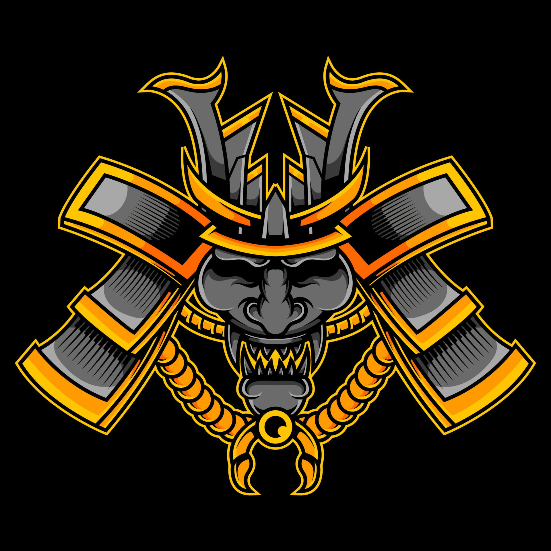 Samurai Oni Mask Head Illustration 15645049 Vector Art At Vecteezy