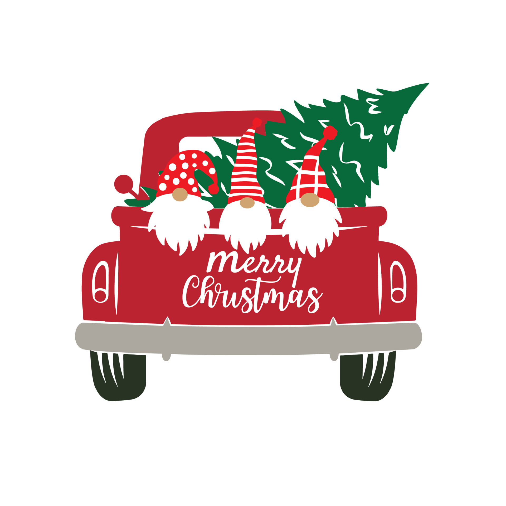 Christmas gnomes and tree on truck vector illustration 15645263 Vector ...