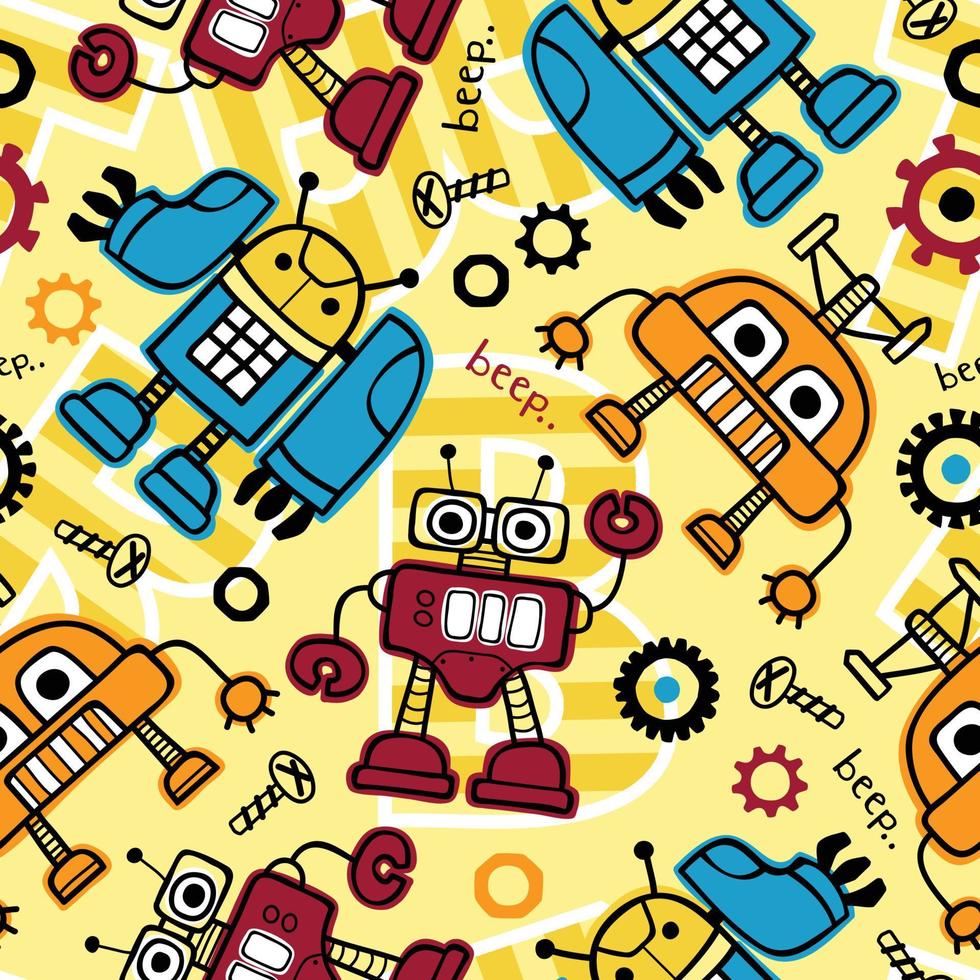 Seamless pattern vector of hand drawn robots cartoon 15645492 Vector Art at Vecteezy