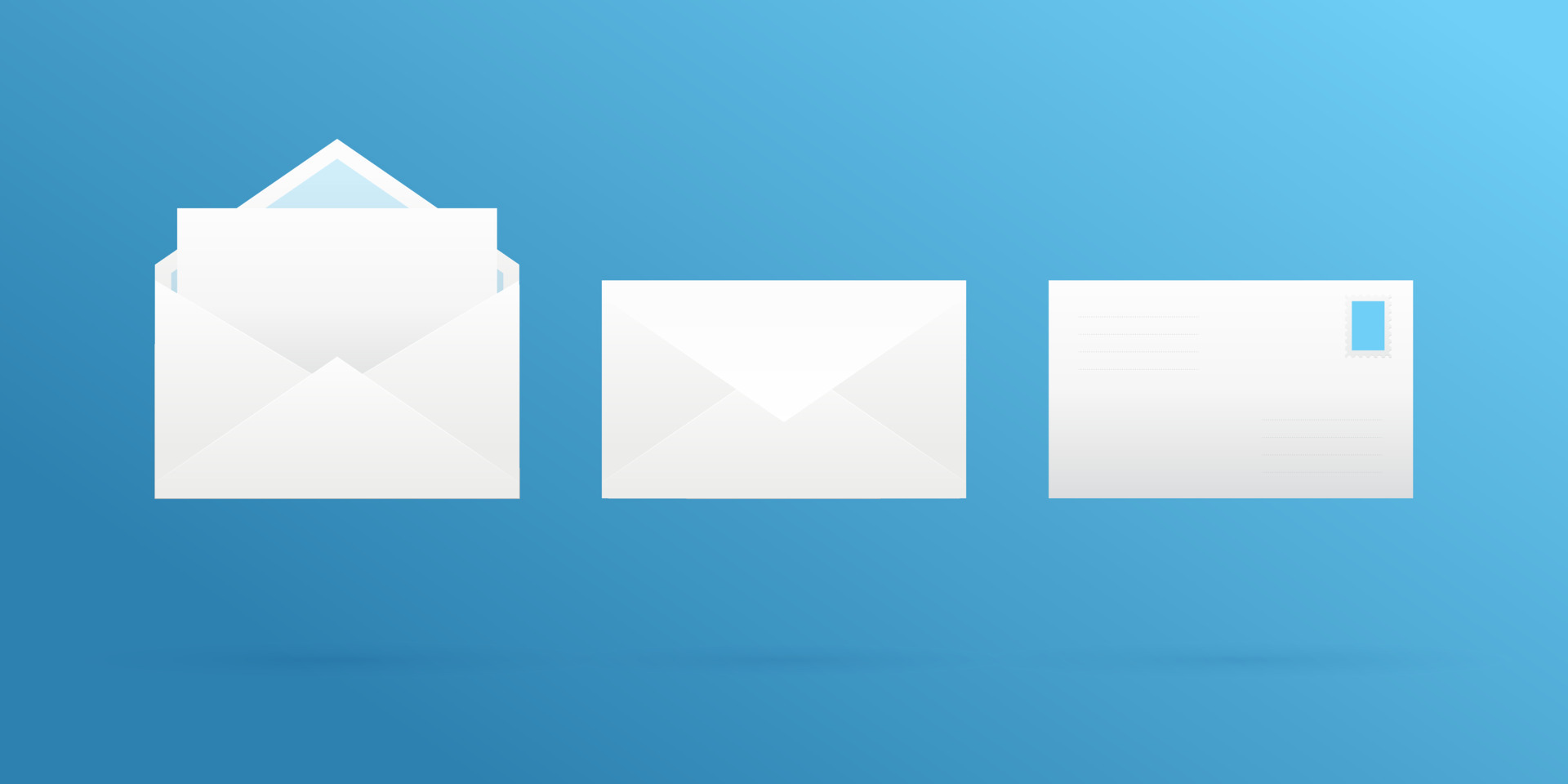 Set of postal letter mail and envelopes. Isolated realistic ...