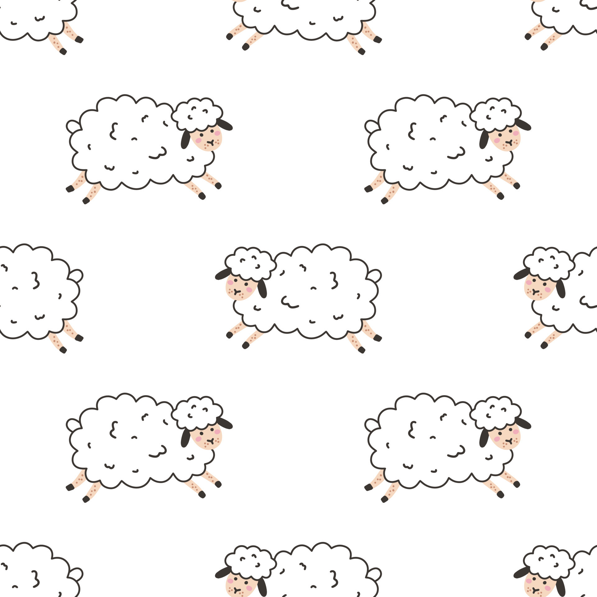 Funny Sheep Vector Seamless Pattern On White Background 15649997