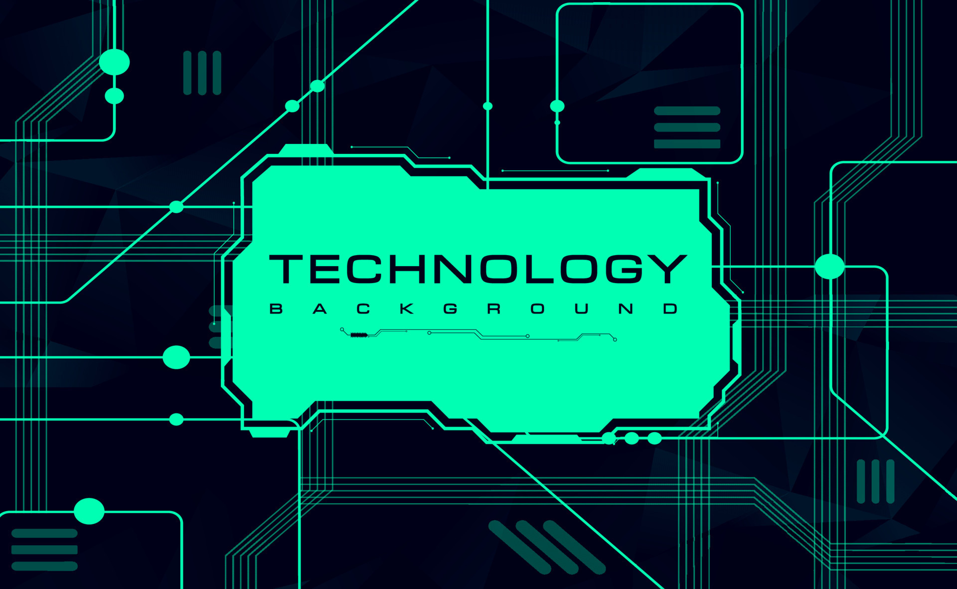 Digital Technology Banner Blue Green Background Concept Cyber