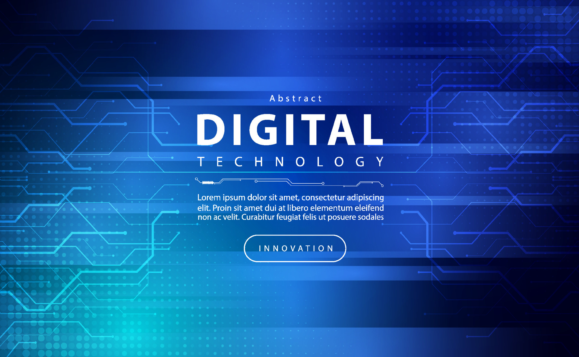 Digital Technology Banner Blue Green Background Concept Cyber