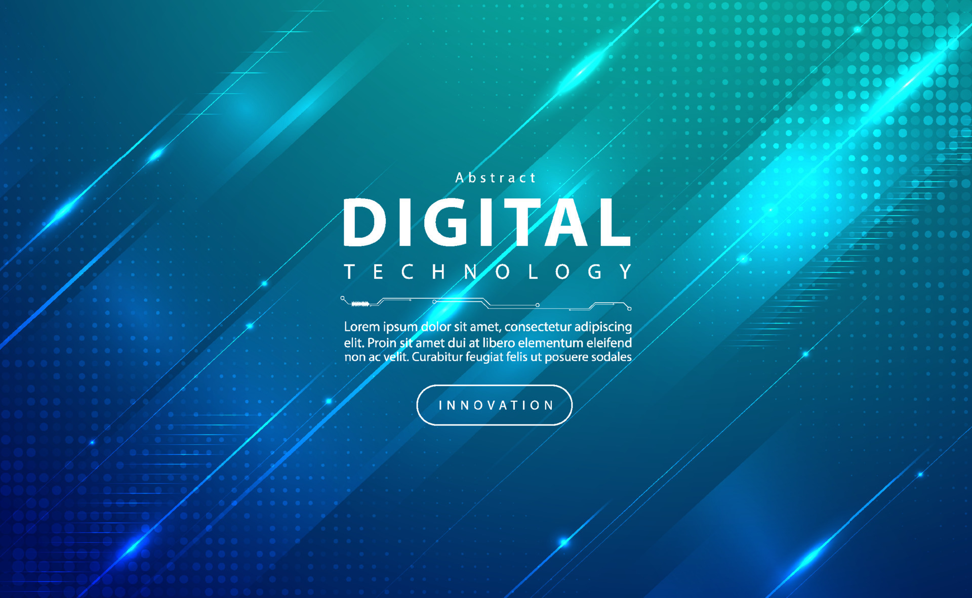 Digital Technology Banner Blue Green Background Concept Cyber