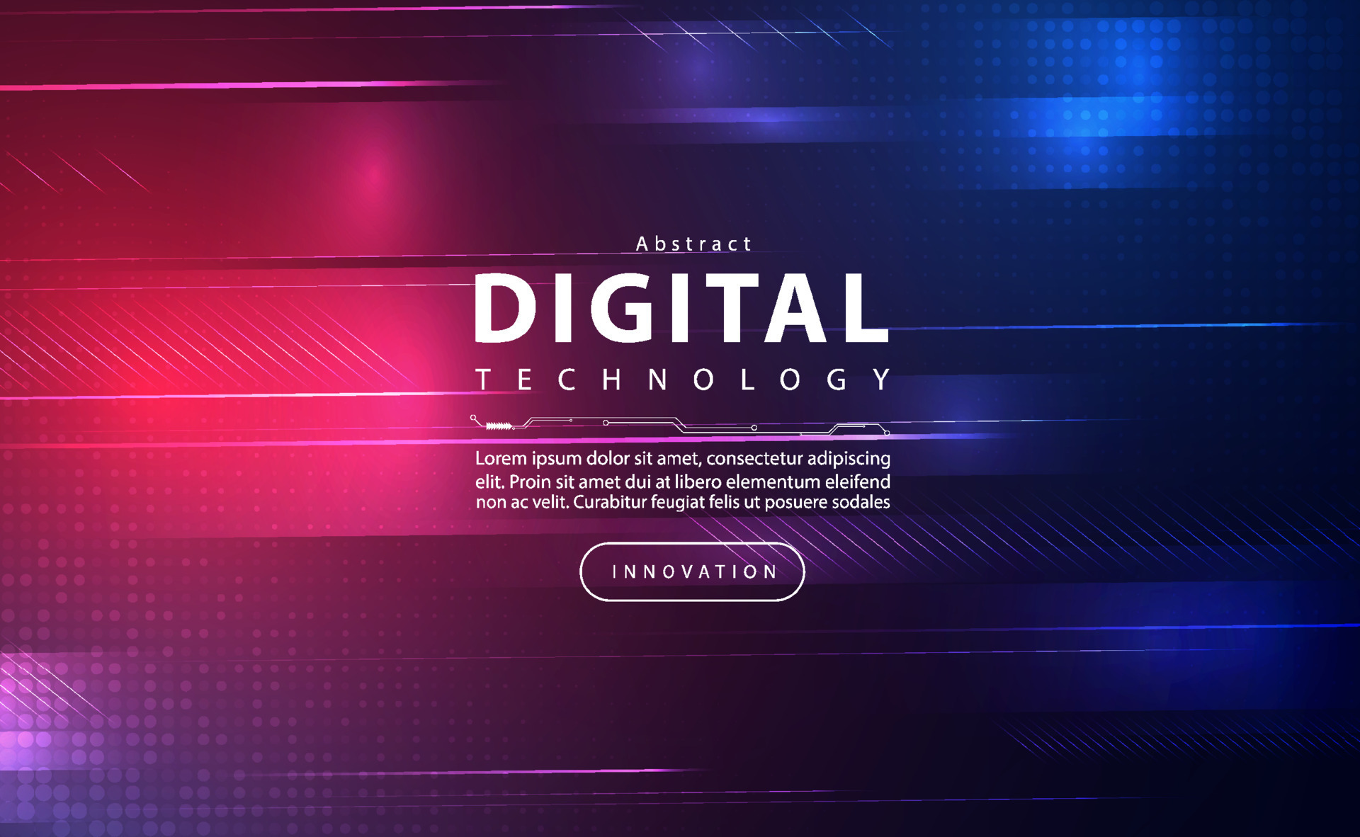 Digital Technology Banner Blue Pink Background Concept Cyber Security
