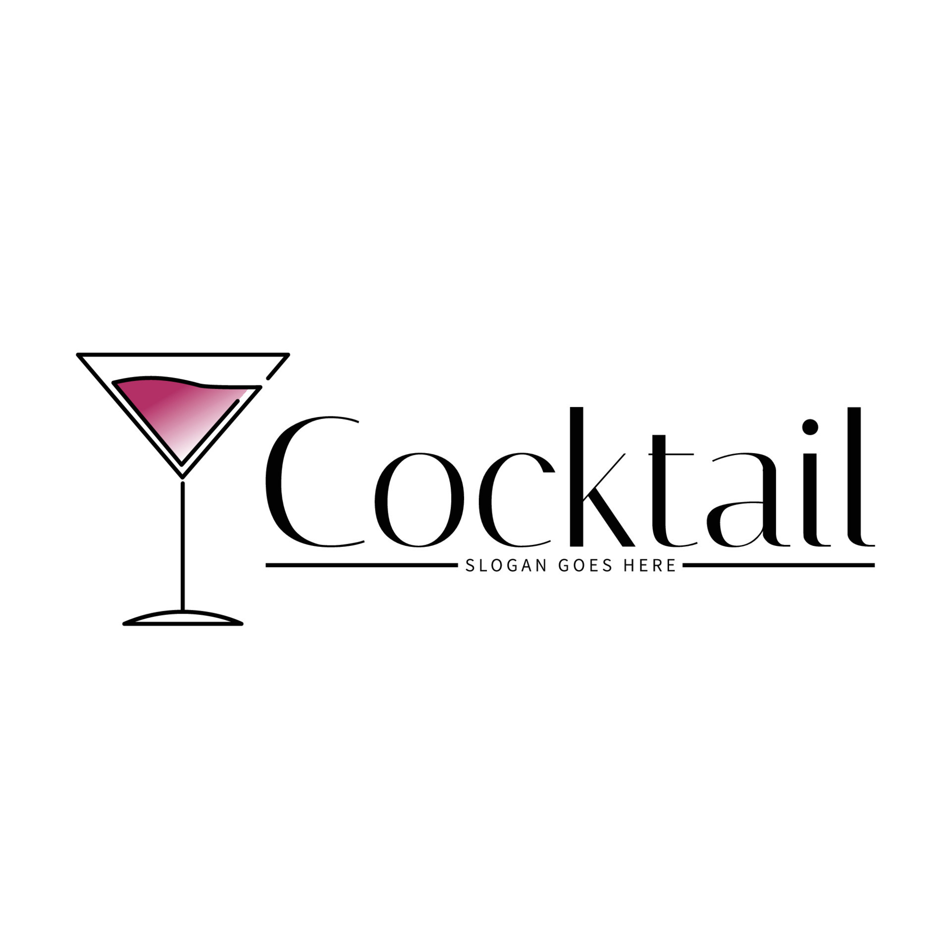 Cocktail Logo Design Vector Vintage Alcohol Drink Icon Cocktail Glass
