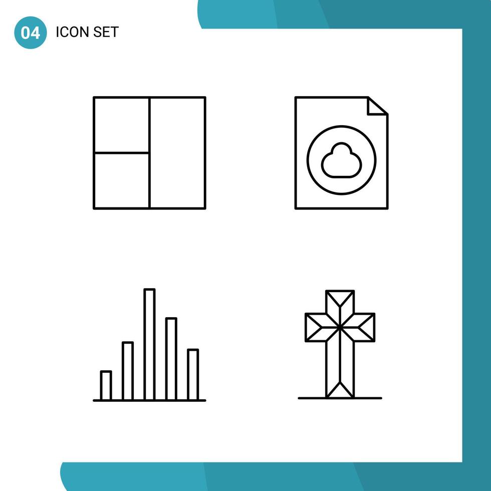 Vector Pack Of 4 Outline Symbols Line Style Icon Set On White Background For Web And Mobile