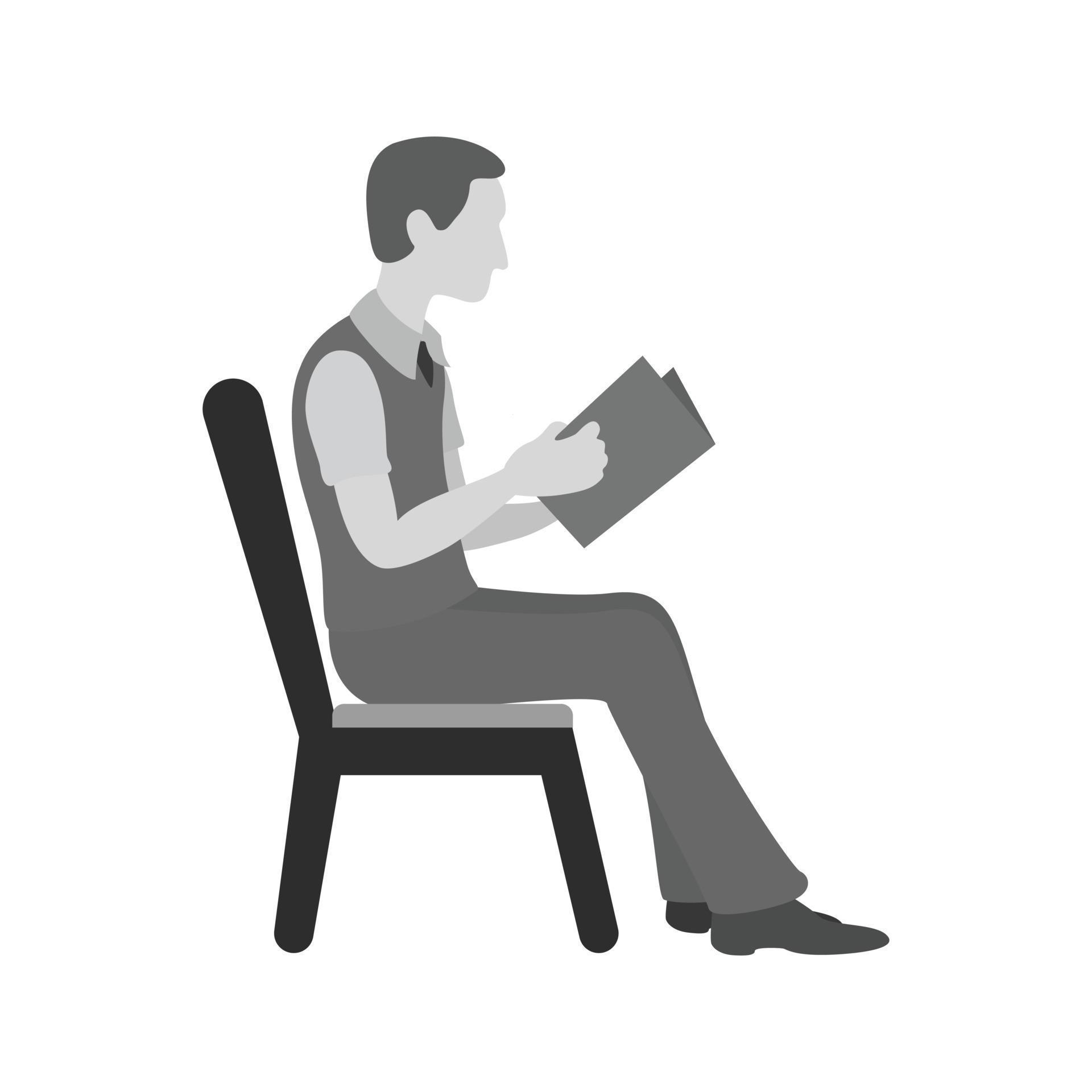 Sitting Man Reading Flat Greyscale Icon 15671236 Vector Art At Vecteezy