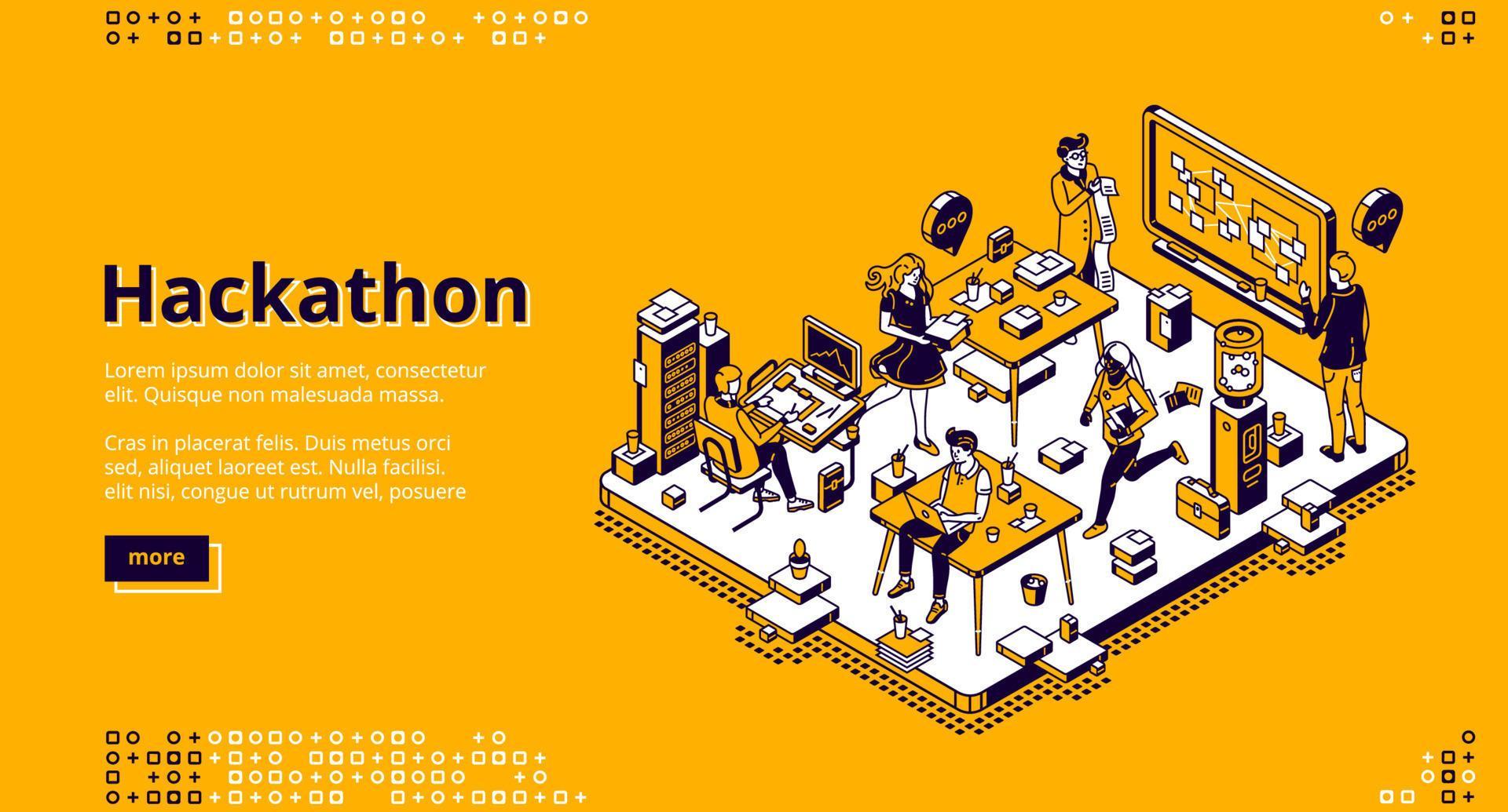 Hackathon Isometric Landing Software Development 15681014 Vector Art At Vecteezy