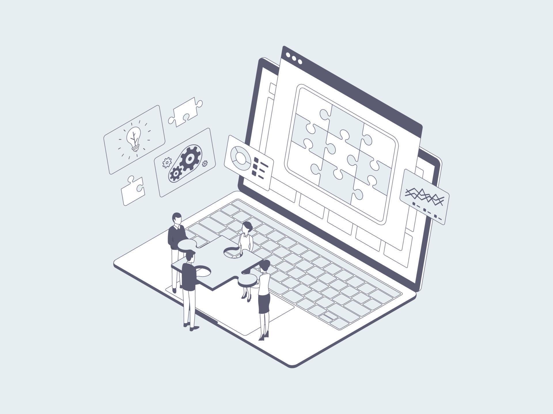 Problem Solving Isometric Illustration Lineal Grey Suitable For Mobile App Website Banner