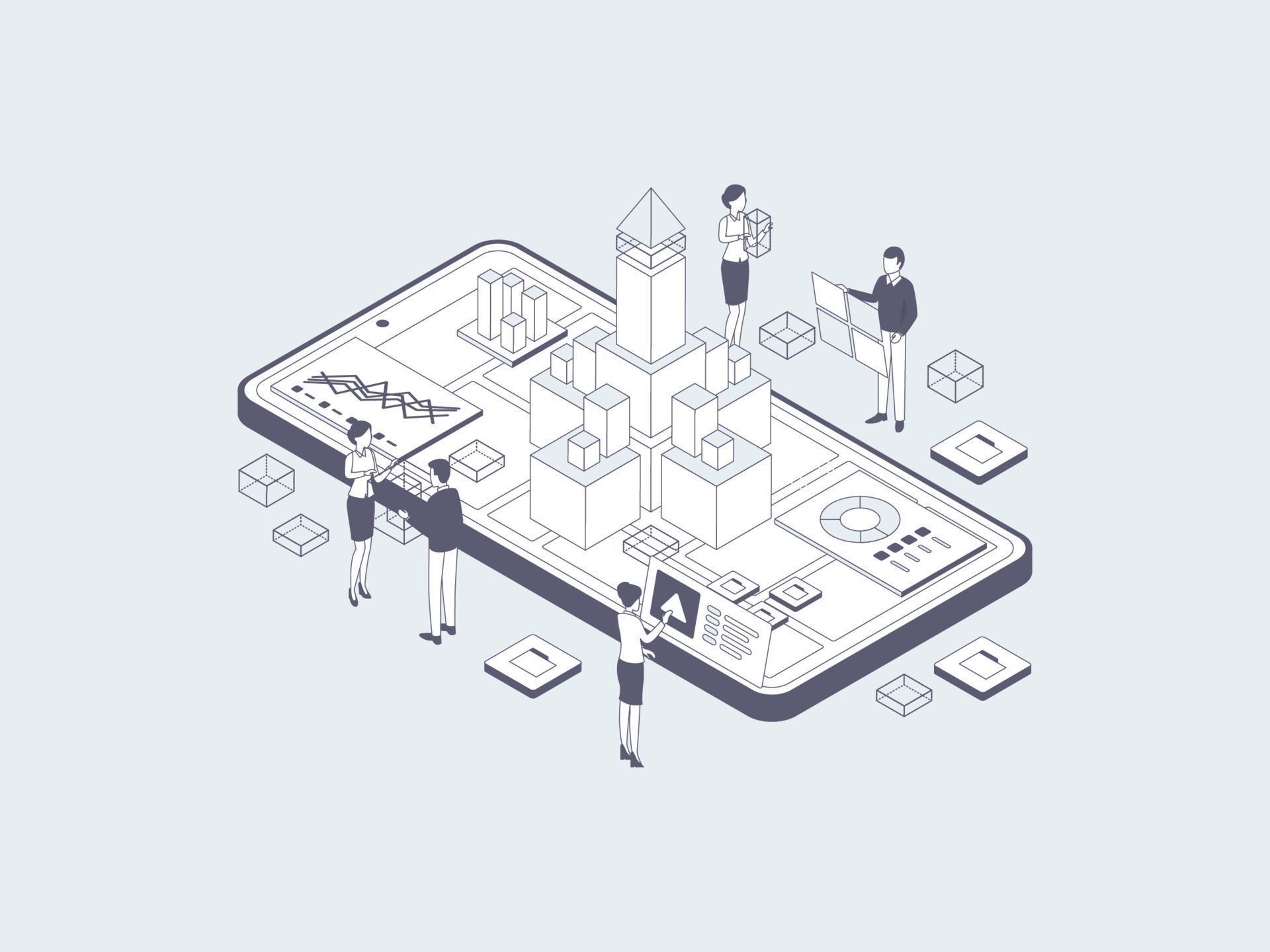 Product Release Isometric Illustration Lineal Grey Suitable For Mobile App Website Banner