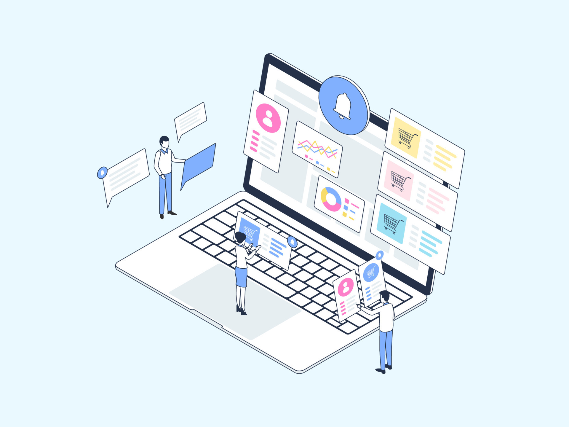 Order Notification Isometric Illustration Lineal Color. Suitable for ...