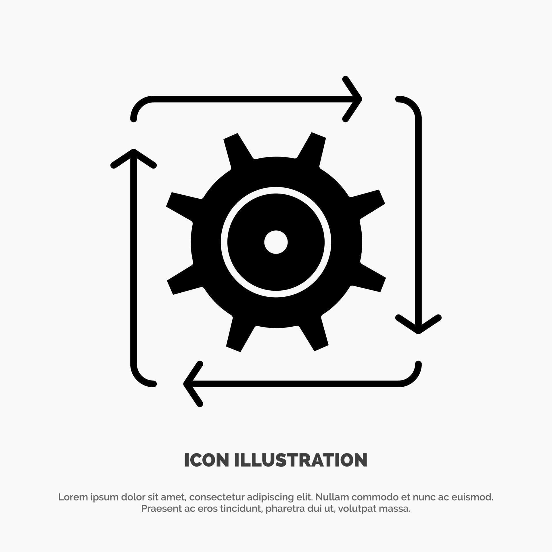 Workflow Automation Development Flow Operation Solid Glyph Icon Vector