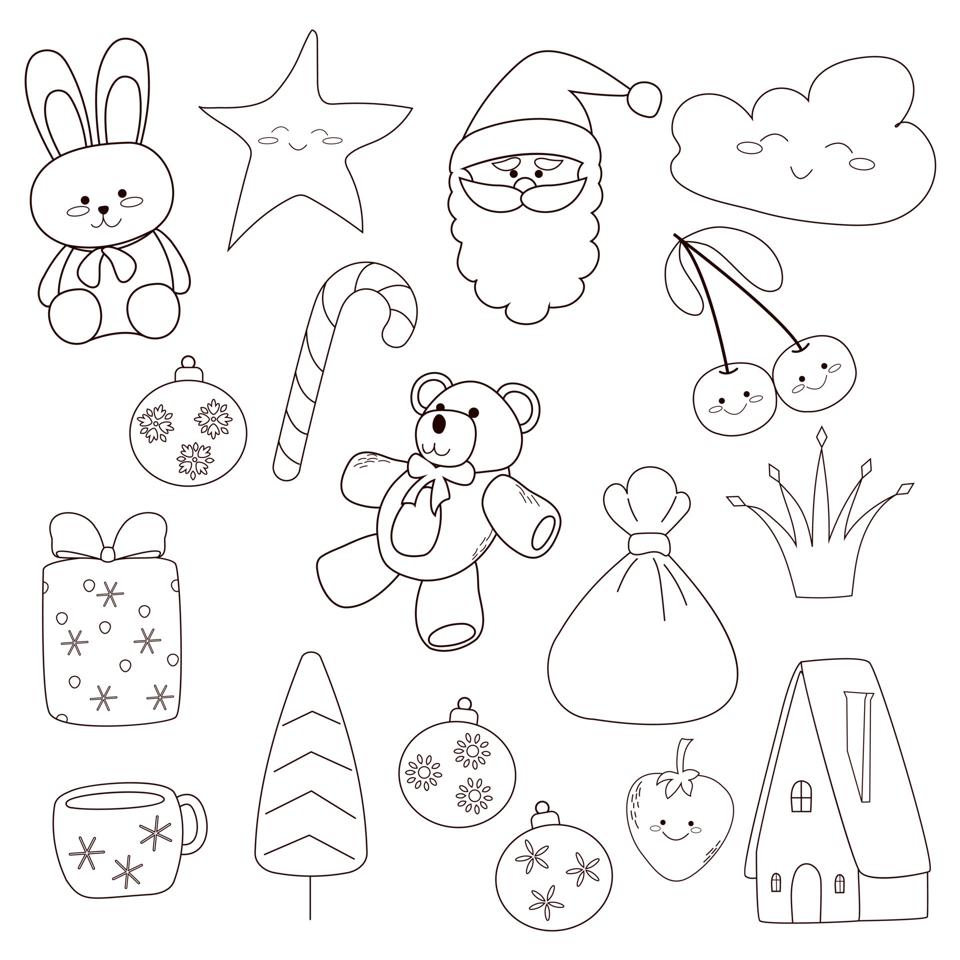 Printable Christmas Doodles to color 15690871 Vector Art at Vecteezy