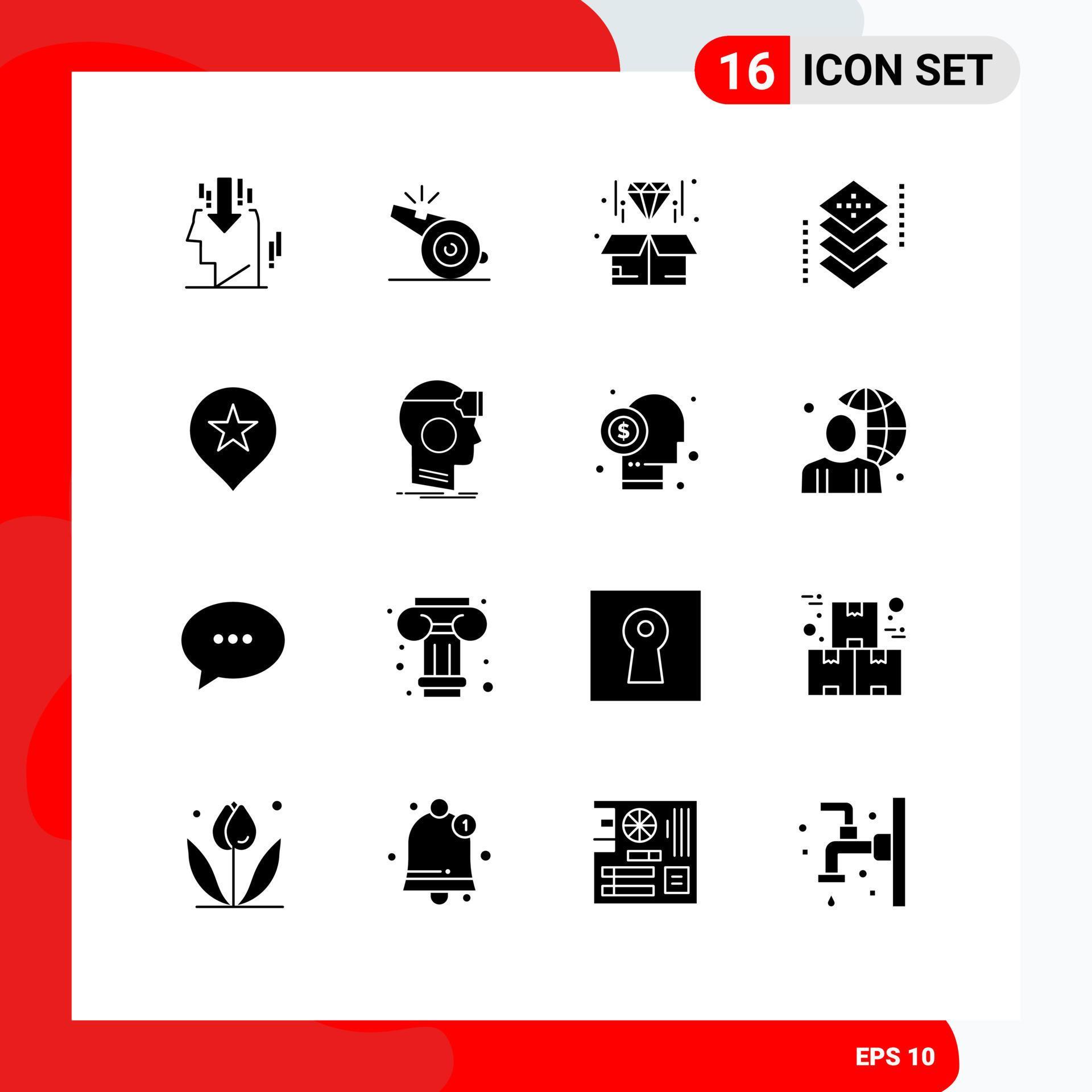 16 Thematic Vector Solid Glyphs and Editable Symbols of location layers ...