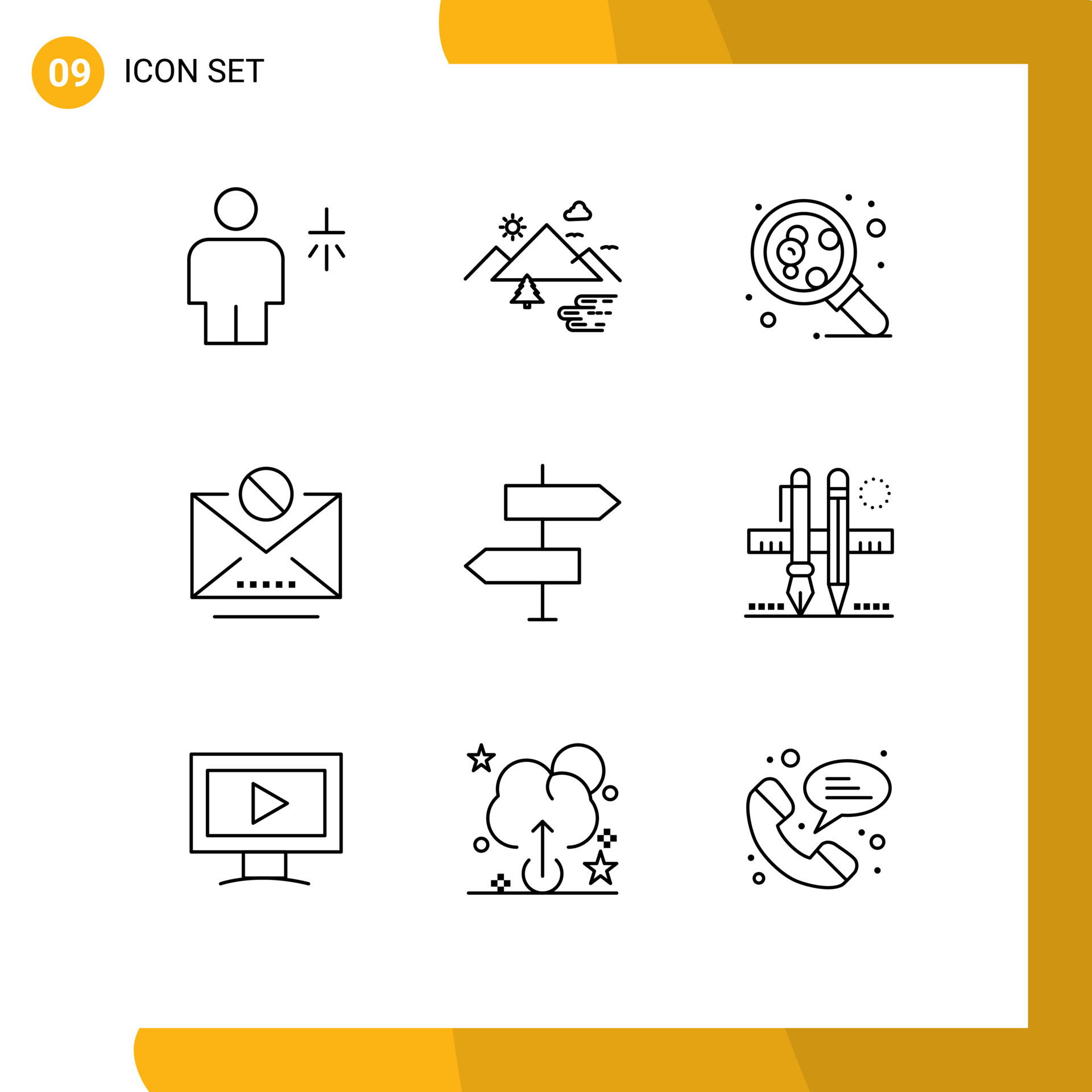 User Interface Pack Of 9 Basic Outlines Of Message Information Clouds Email Research Editable