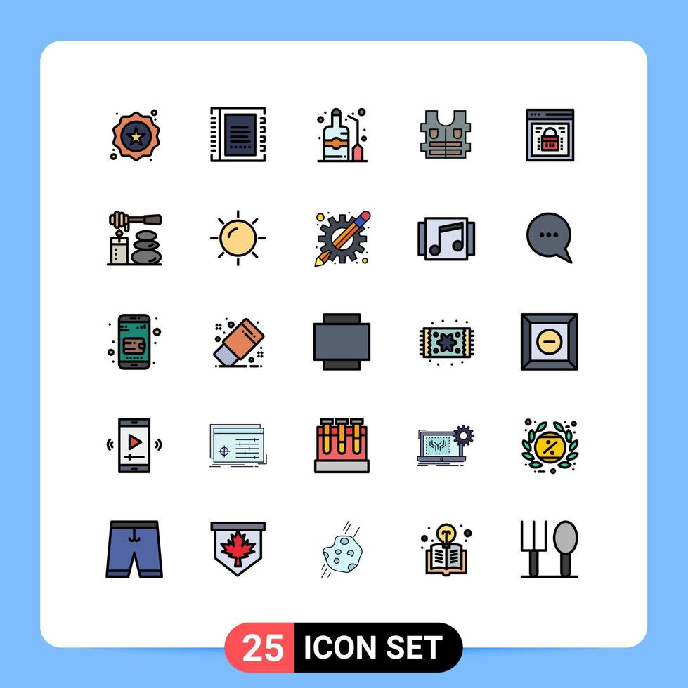 User Interface Pack Of 25 Basic Filled Line Flat Colors Of Page Lock