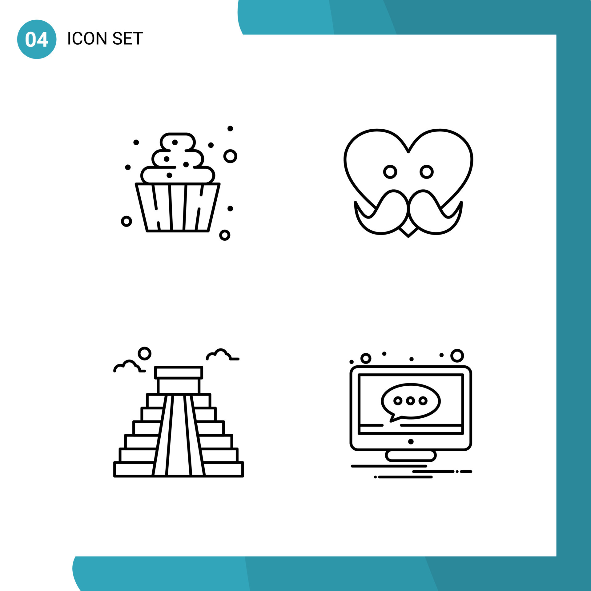 Vector Pack Of 4 Outline Symbols Line Style Icon Set On White Background For Web And Mobile