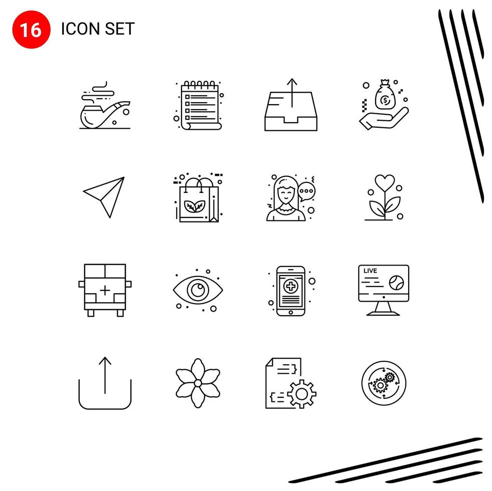 Set of 16 Vector Outlines on Grid for share instagram outbox hand business Editable Vector ...