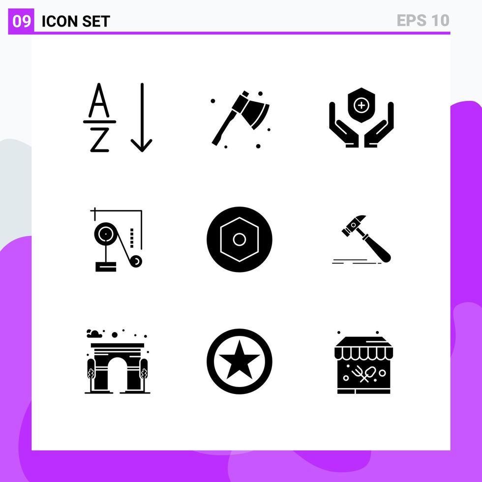 9 Universal Solid Glyphs Set For Web And Mobile Applications Screw Internal Medicine Exparimant