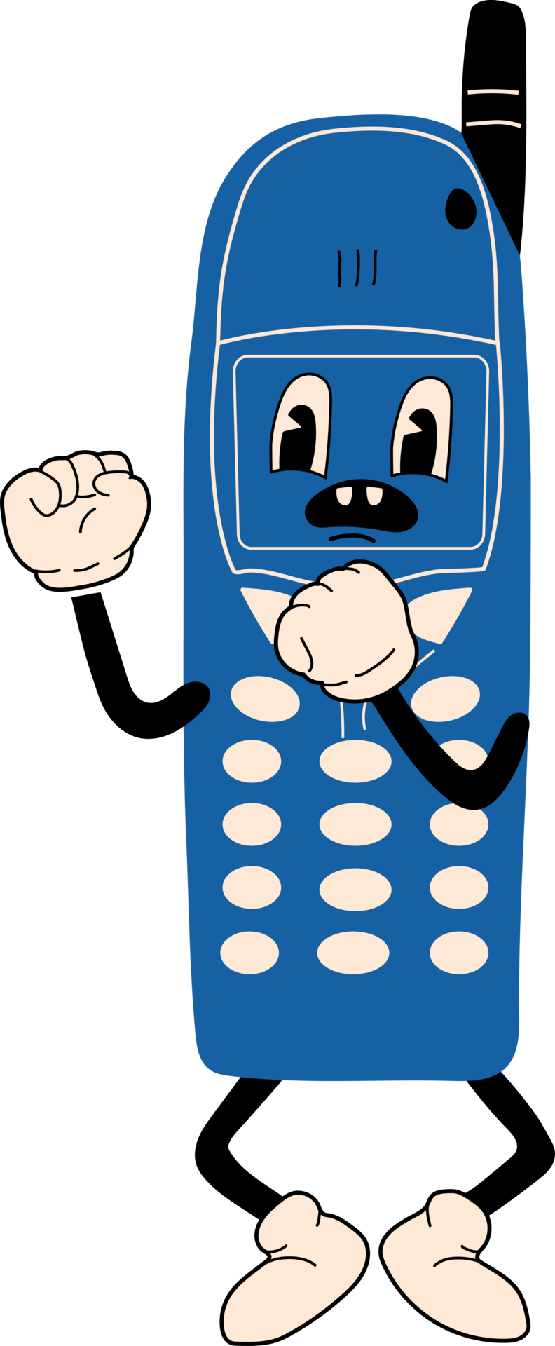 Old Phone With Antenna Cute Cartoon Character With Hands Legs Eyes