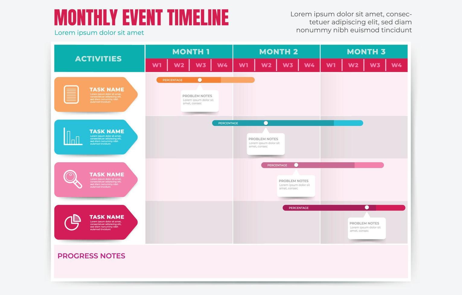 Monthly Event Timeline for Project and Business 15697840 Vector Art at Vecteezy