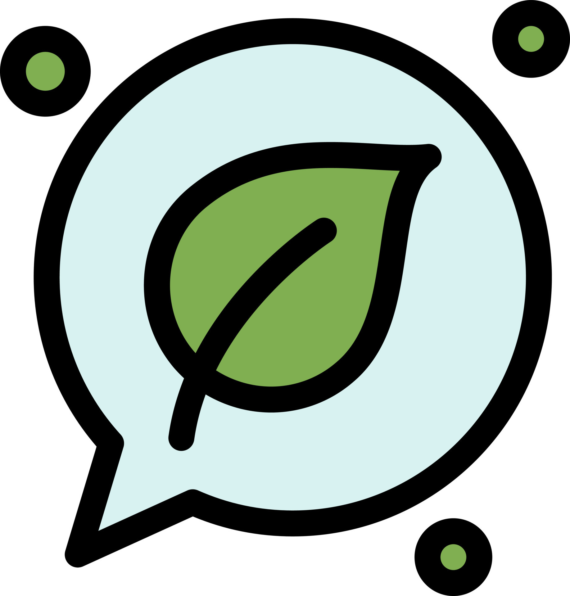 Chat Green Leaf Save Flat Color Icon Vector Icon Banner Template