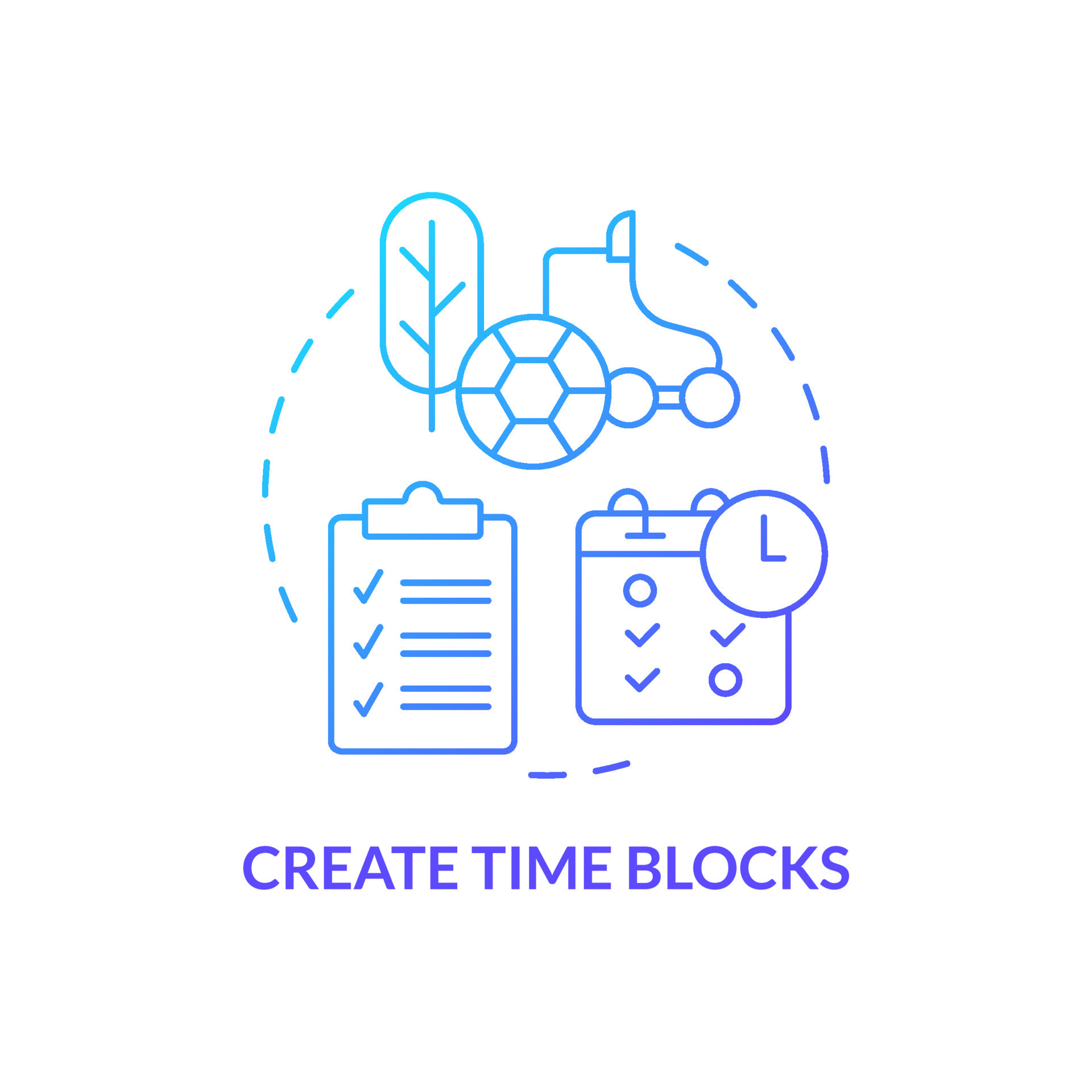Create time blocks blue gradient concept icon. Planning workflow ...