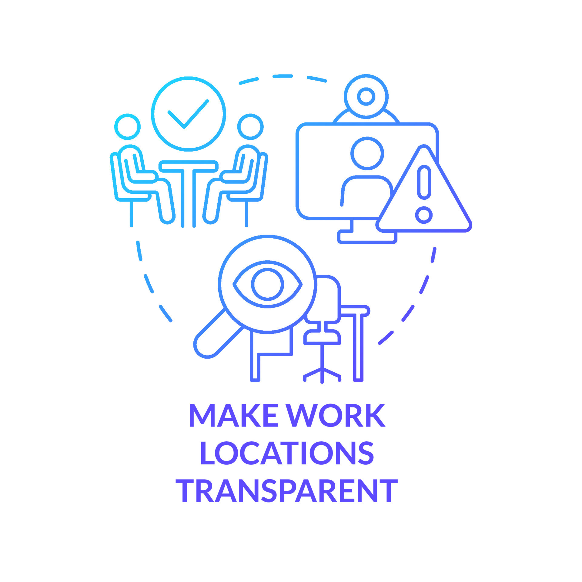 Make work locations transparent blue gradient concept icon. Meeting ...