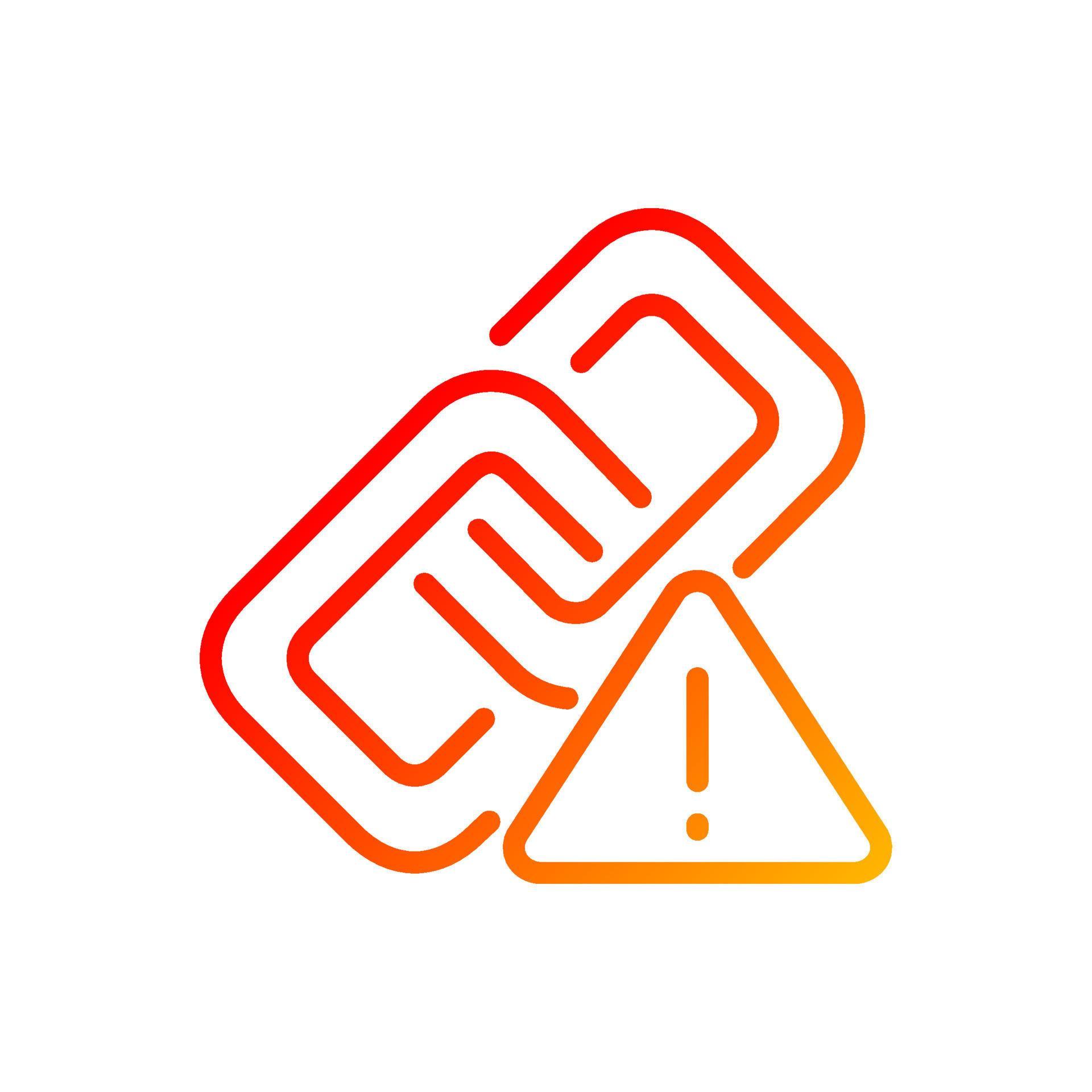Wrong link pixel perfect gradient linear vector icon. Broken hyperlink. Damaged connection ...