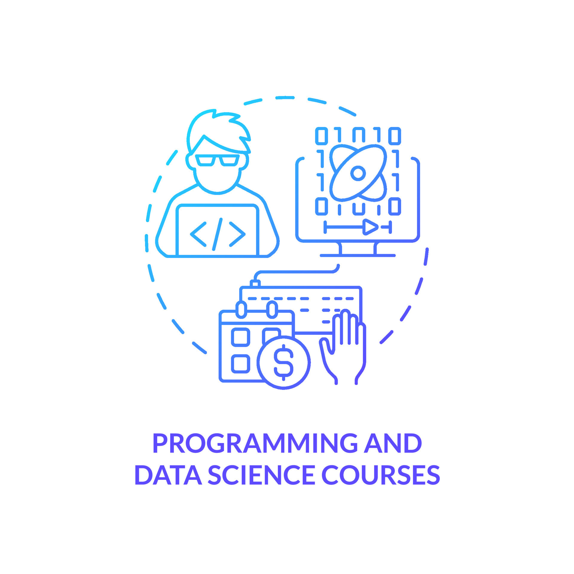 Programming And Data Science Courses Blue Gradient Concept Icon Career Development Online