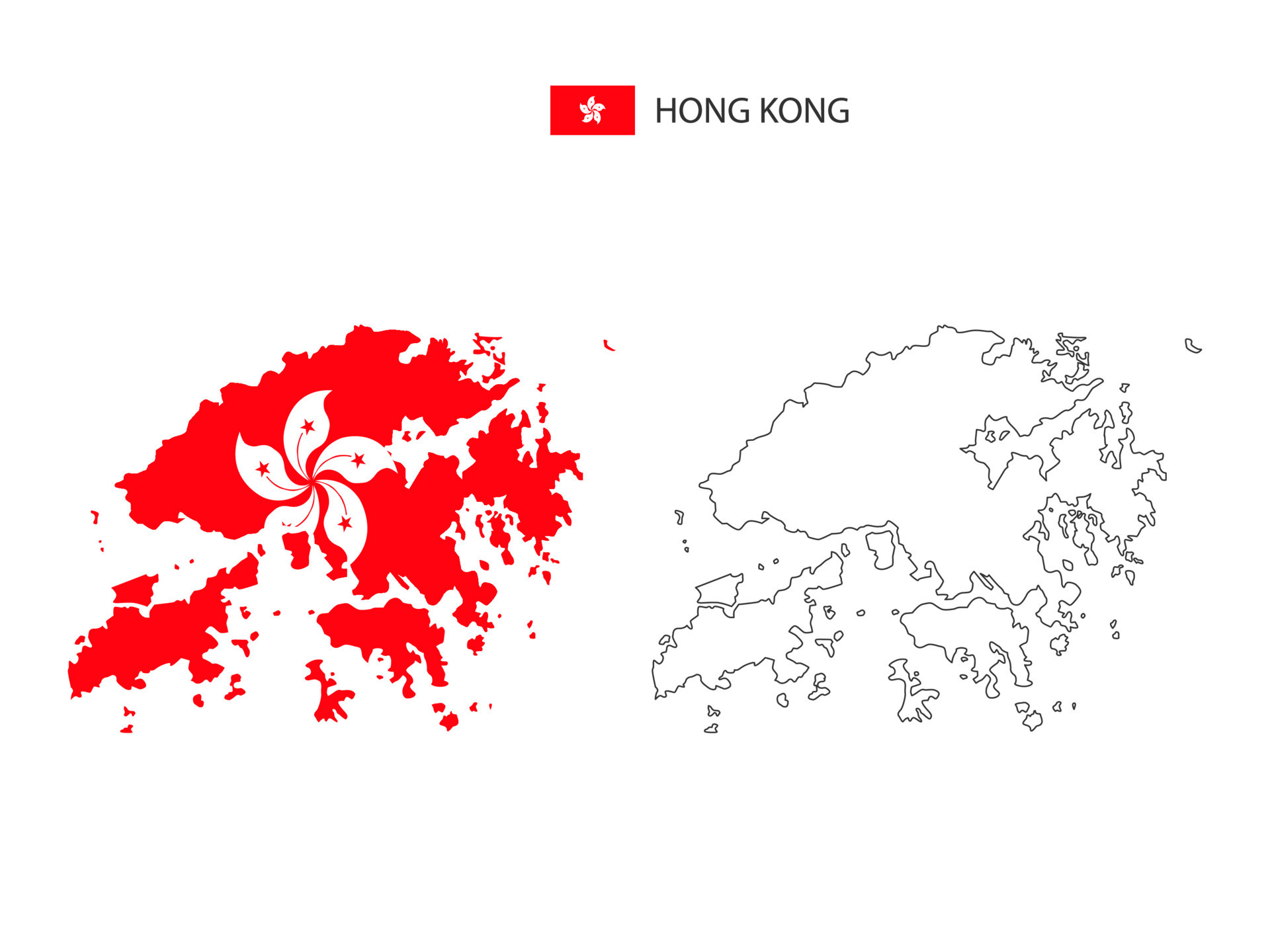 Hong Kong map city vector divided by outline simplicity style. Have 2 ...