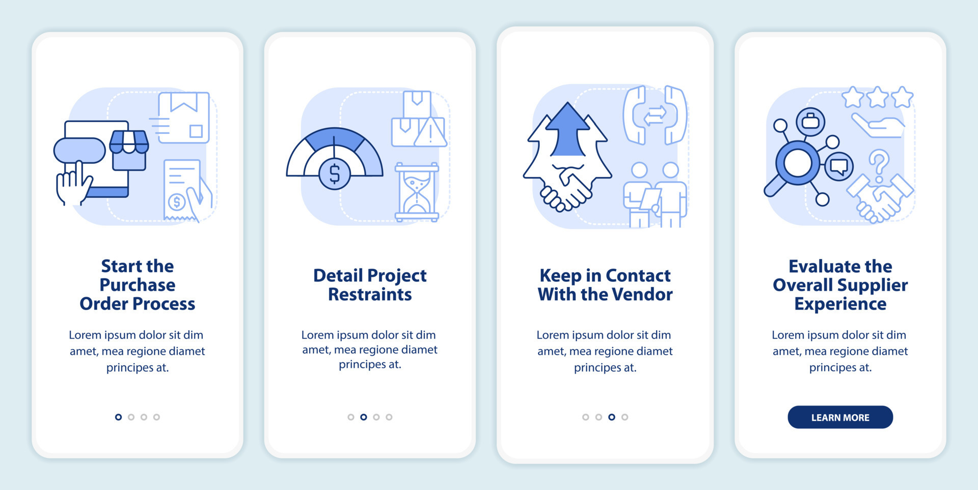 Effective Purchasing Process Light Blue Onboarding Mobile App Screen