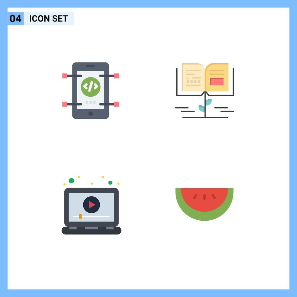 Mobile Interface Flat Icon Set of 4 Pictograms of mobile laptop web ...