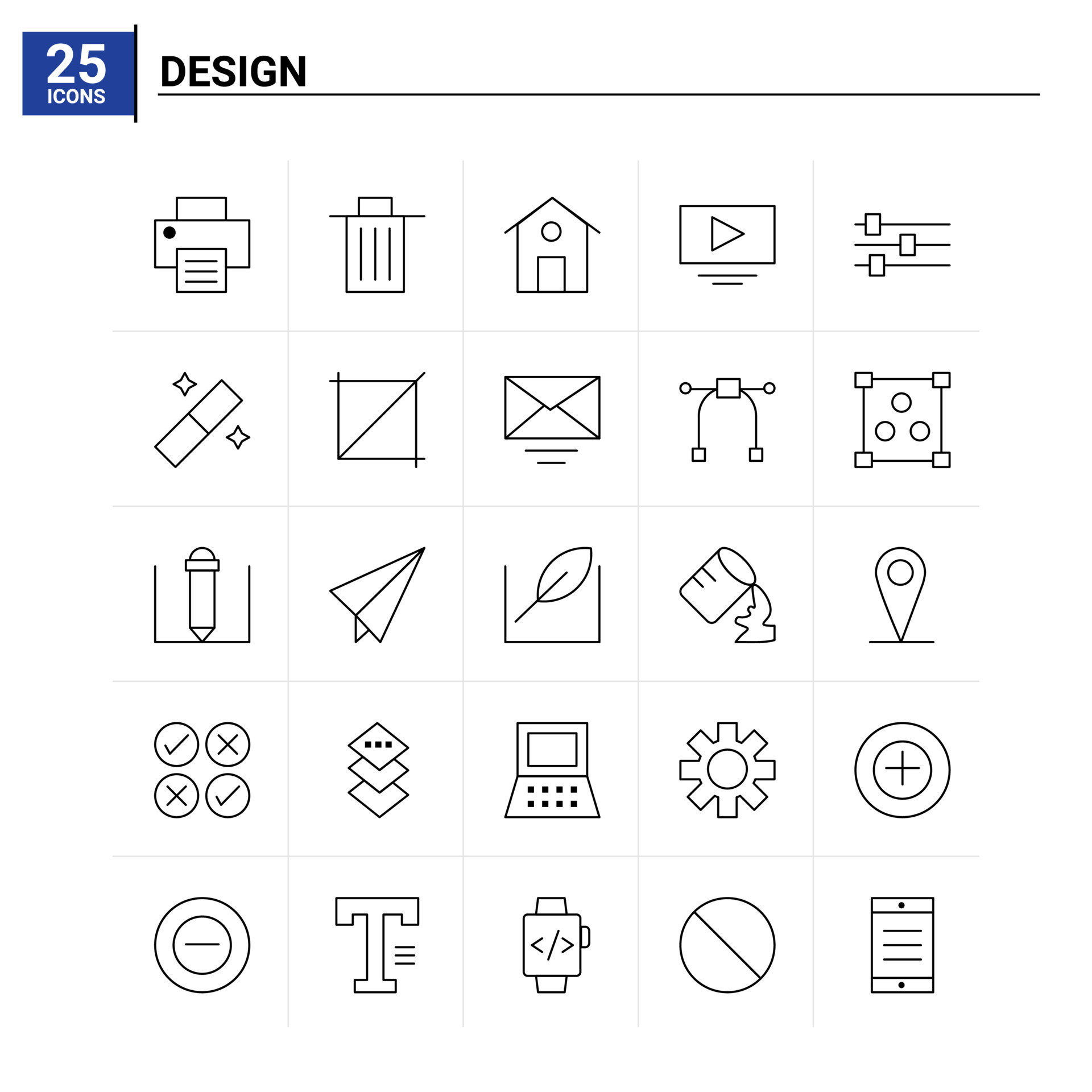 25 Design icon set vector background 15710026 Vector Art at Vecteezy