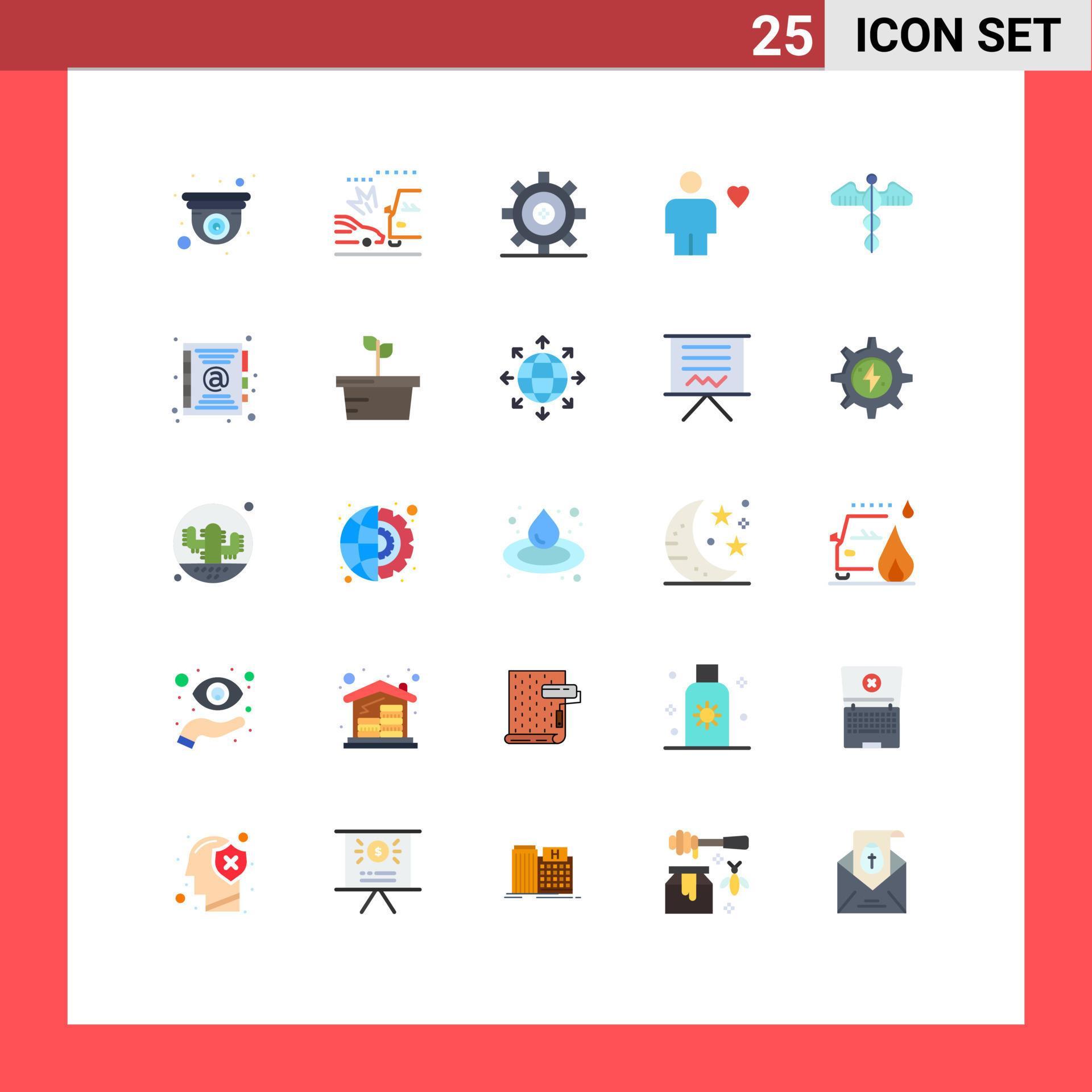 25 User Interface Flat Color Pack of modern Signs and Symbols of human favorite coding body ...
