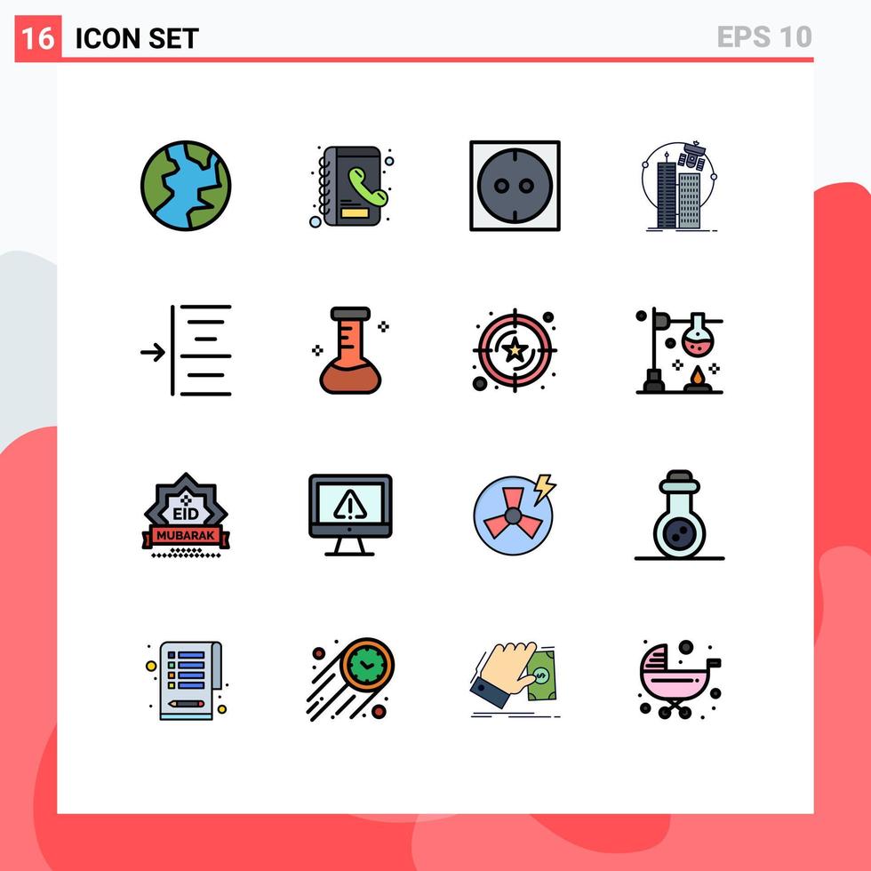 Set Of 16 Vector Flat Color Filled Lines On Grid For Flask Text Building Left Corporation