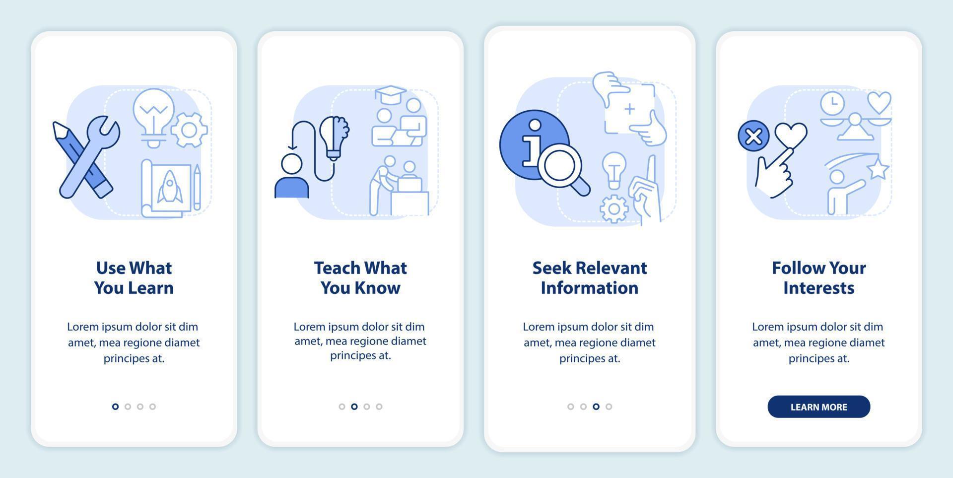 Practical Learning Techniques Light Blue Onboarding Mobile App Screen 15710543 Vector Art At