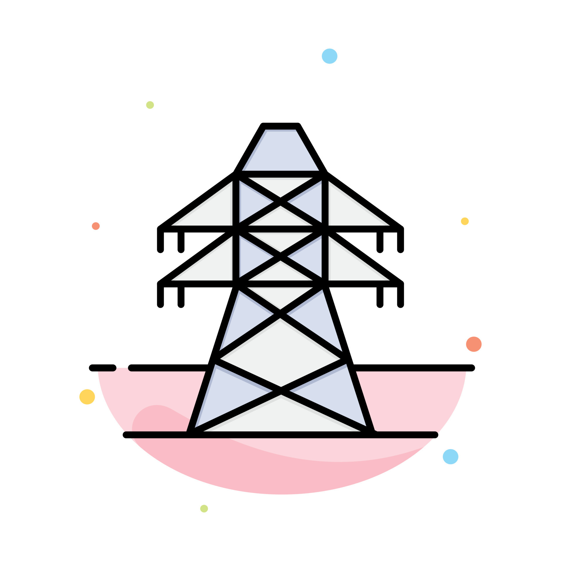Electrical Energy Transmission Transmission Tower Abstract Flat Color Icon Template 15710664