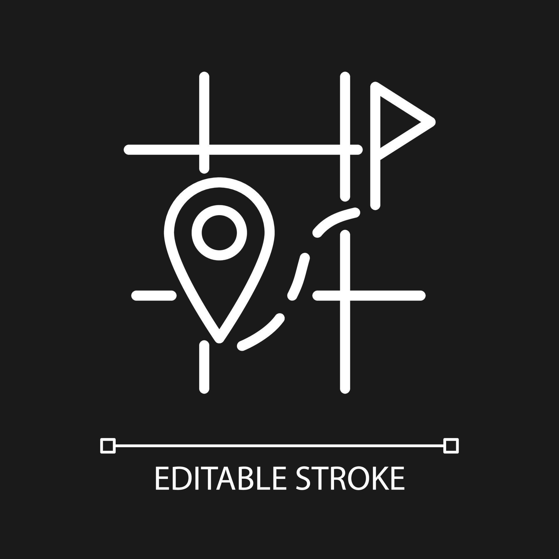 Searching For Destination On Map White Linear Icon For Dark Theme Location Tracking Real Time