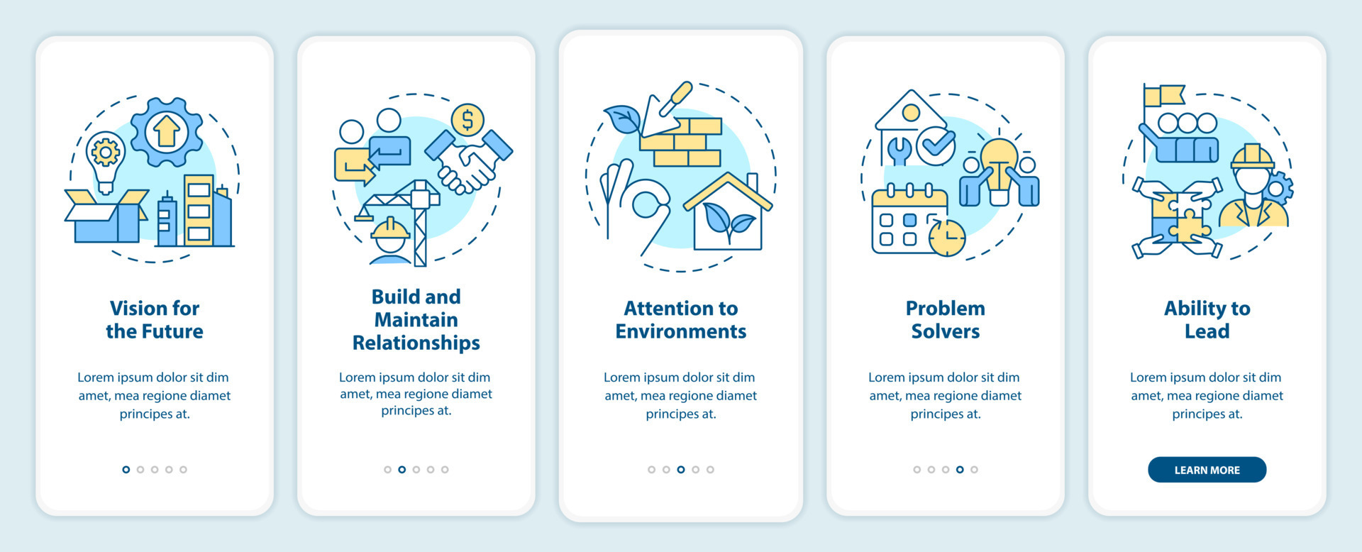 Good Housing Developer Characteristics Onboarding Mobile App Screen Walkthrough 5 Steps